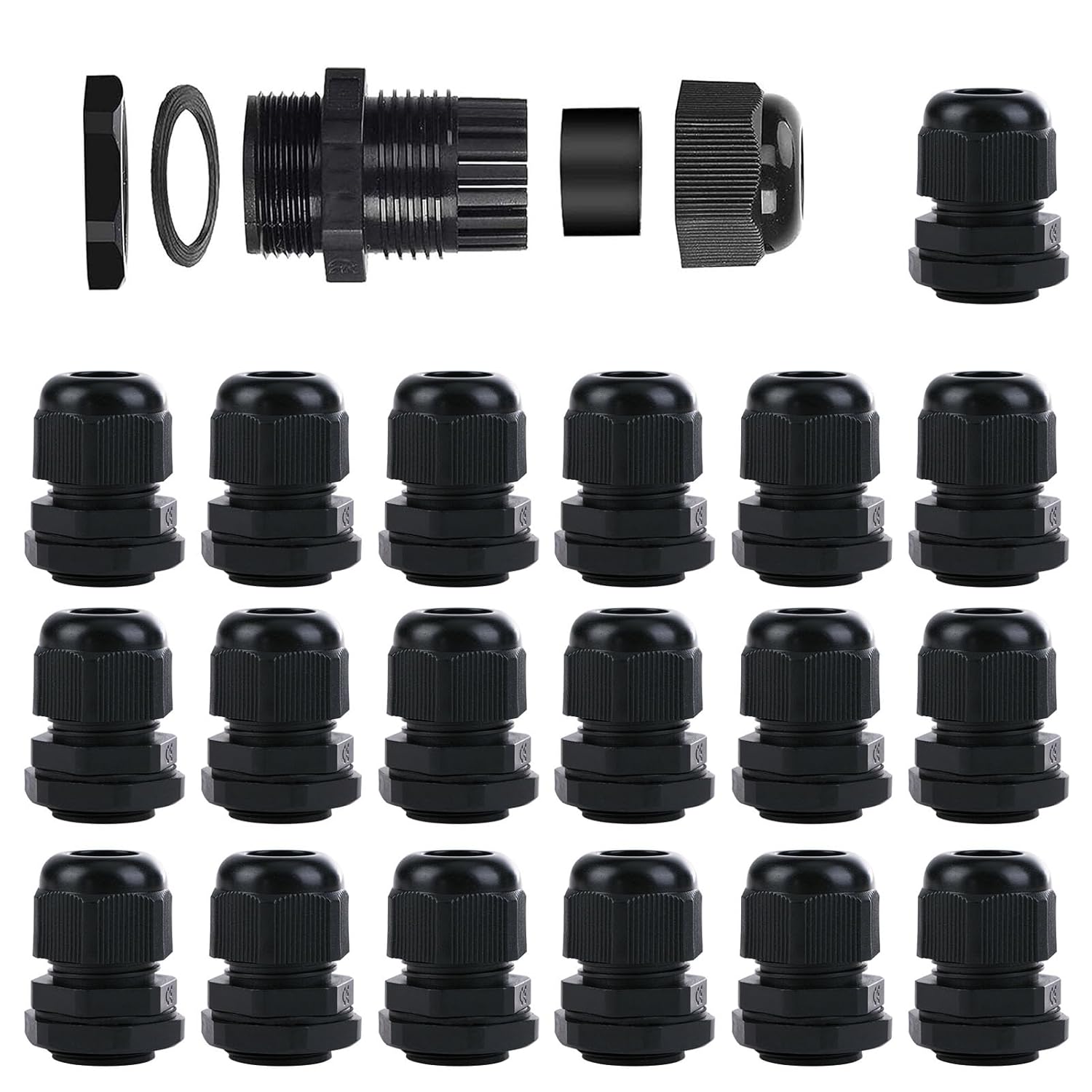 Cable Gland, 20Pcs IP68 Waterproof Adjustable 6mm-12mm Cables ...