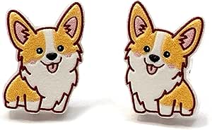 Amazon.com: Corgi Stud Earrings in Titanium or Stainless Steel Posts ...