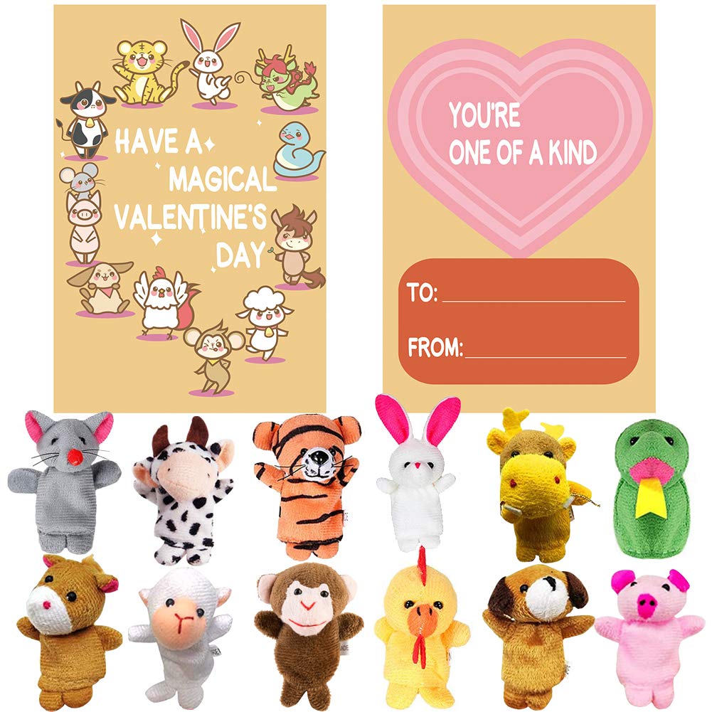 Amazon.com: 12 Pack Plush Animal Finger Puppet Toy with Valentine's ...