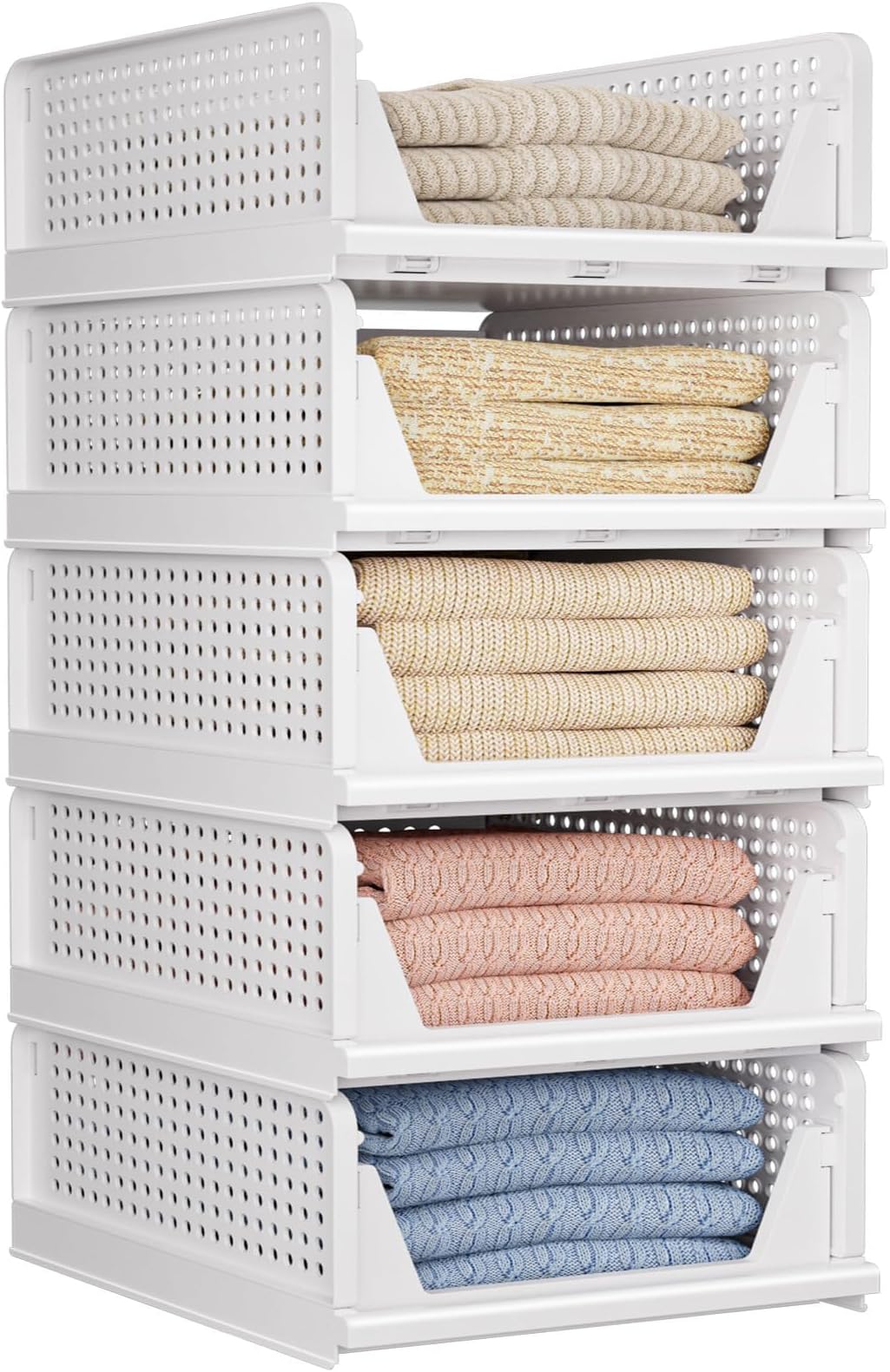 Amazon.com: 5 Pack Stackable Closet Organizer Box - Stackable Storage ...