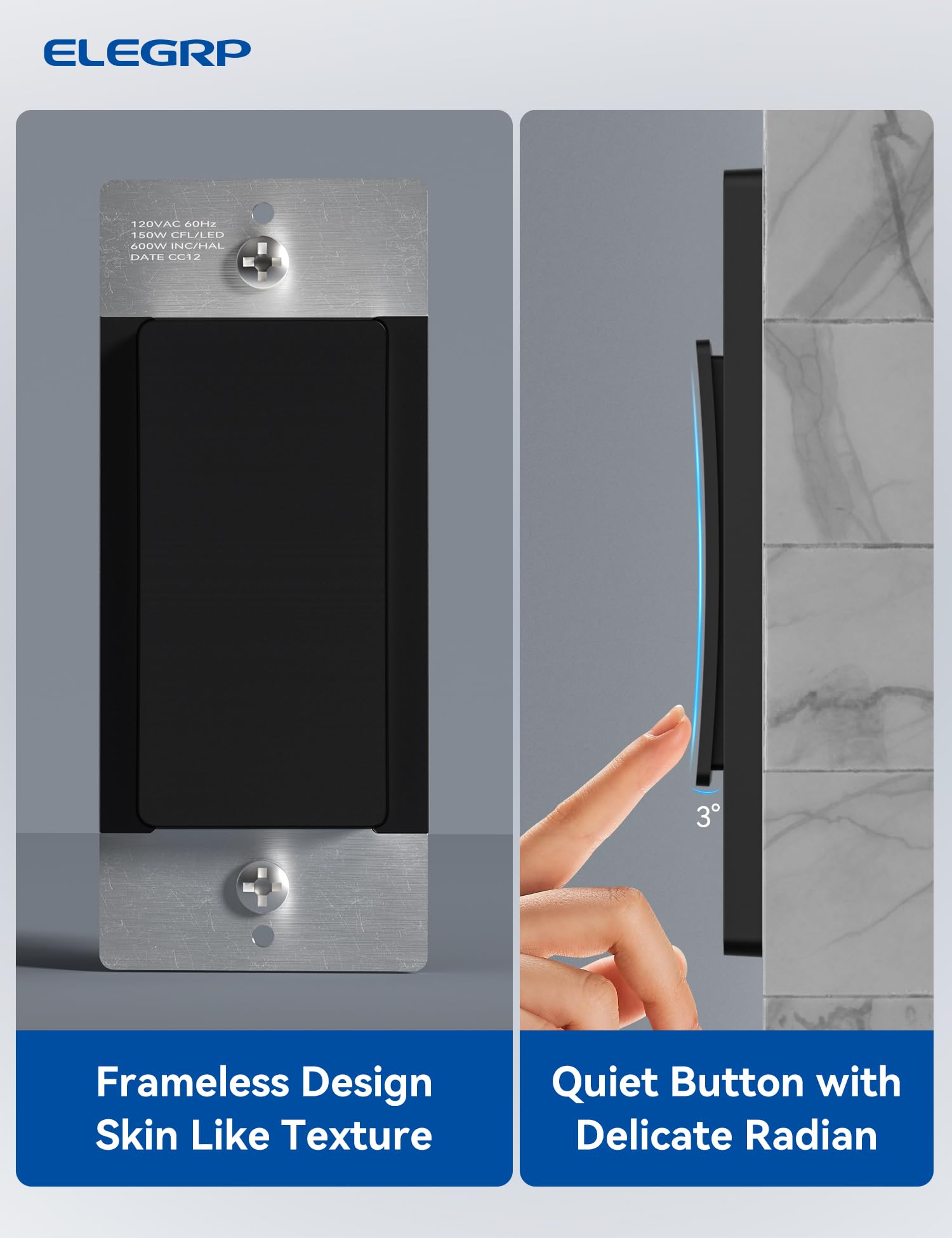 ELEGRP Smart Light Switch, 2.4GHz Wi-Fi Single Pole/3 Way Light Switch ...