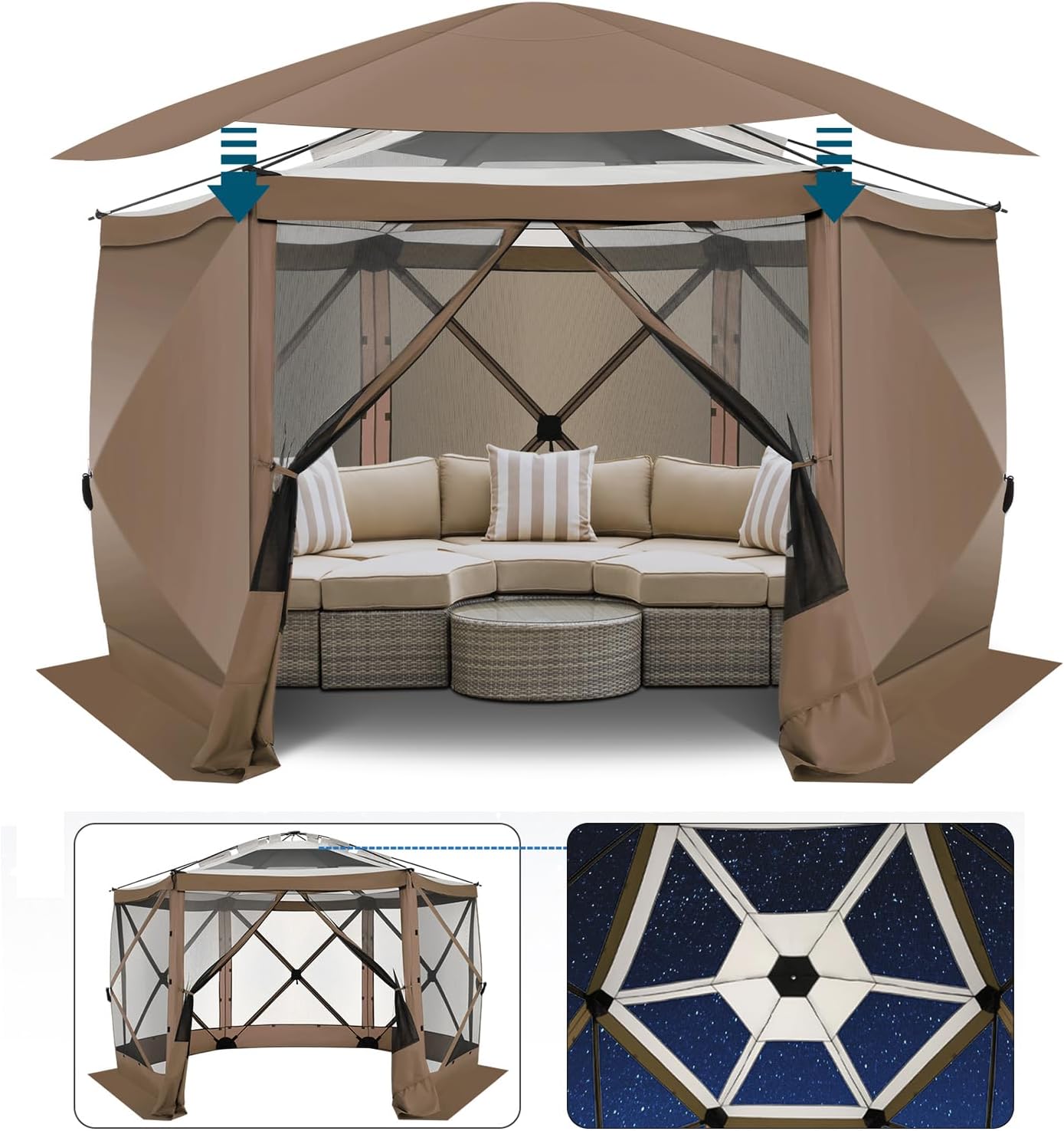 Amazon.com : COBIZI Pop up Gazebo Screen Tent Screen House for Camping ...