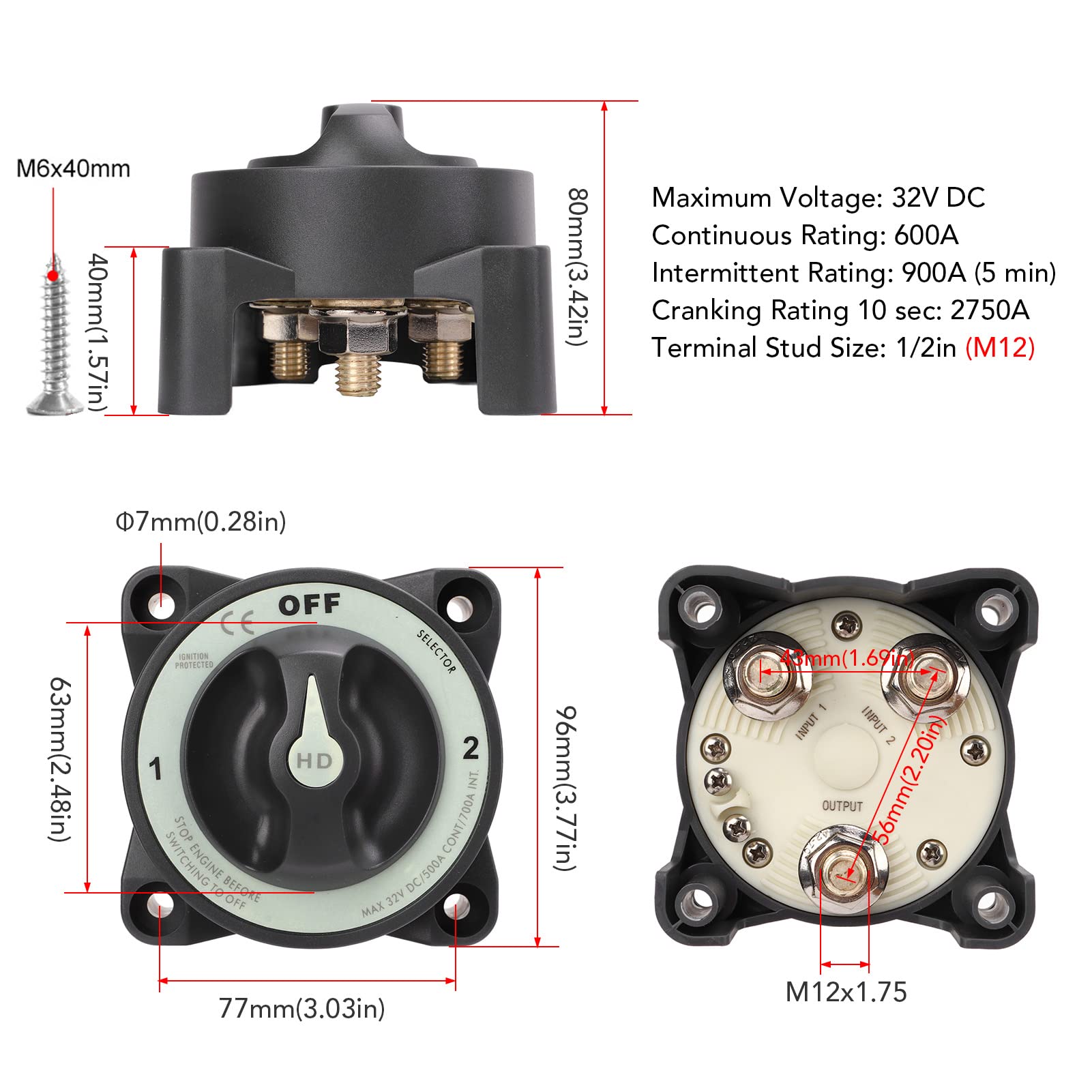 Snapklik.com : 600A 32V Heavy Duty Master Battery Disconnect Switch ...
