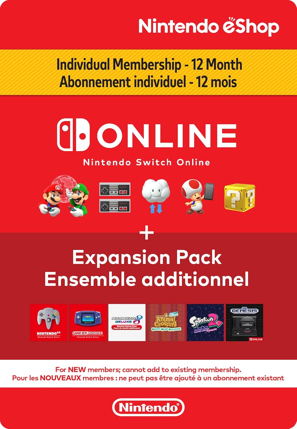 Nintendo Switch Online + Expansion Pack Individual Membership Standard ...