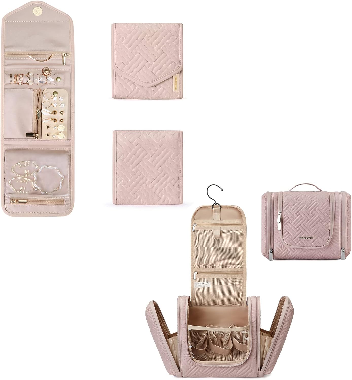 Amazon.com: BAGSMART Travel Jewelry Organizer & Hanging Toiletry Bags ...