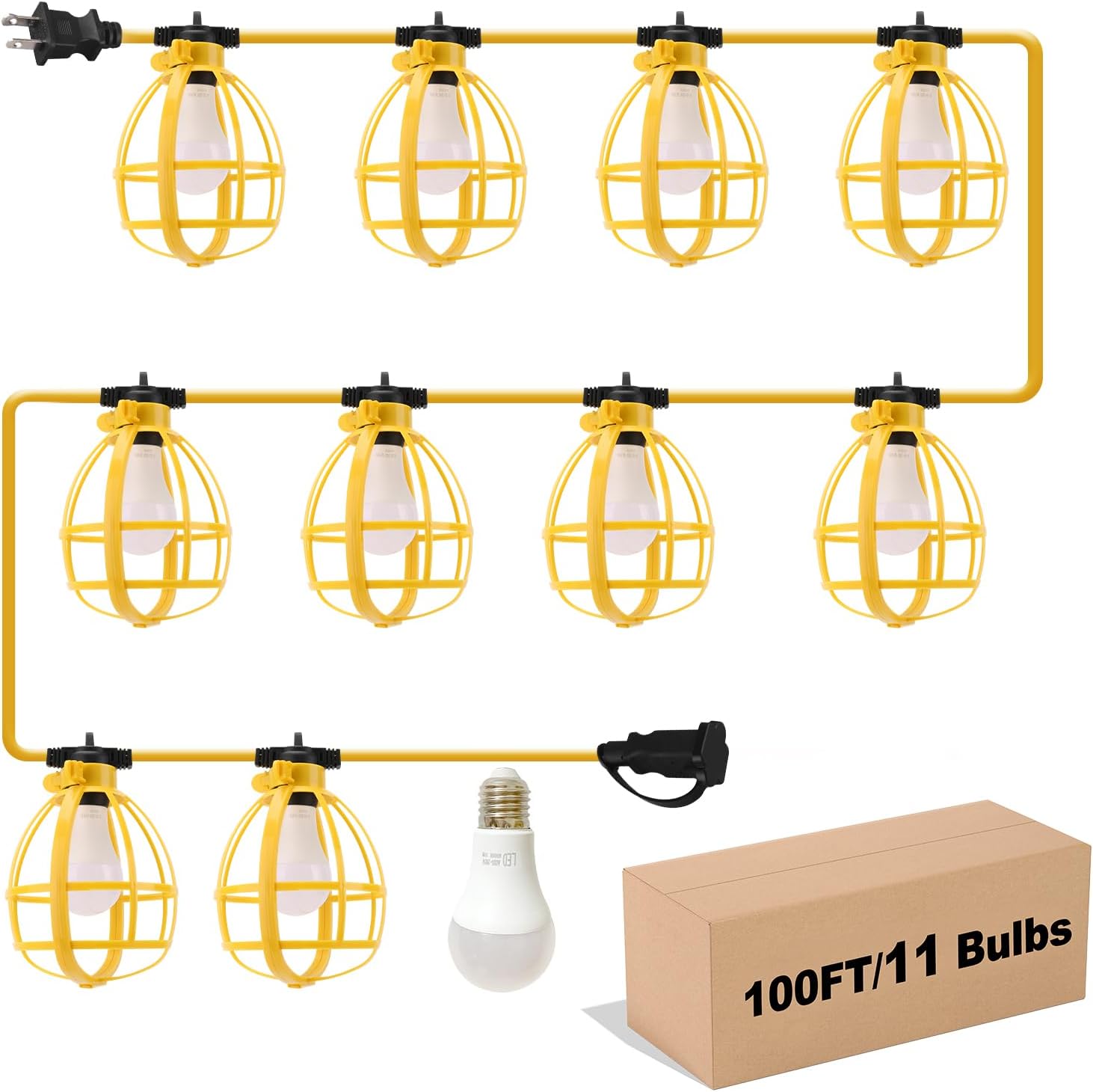Construction Lights String Temporary Lighting - 100ft Work Light ...