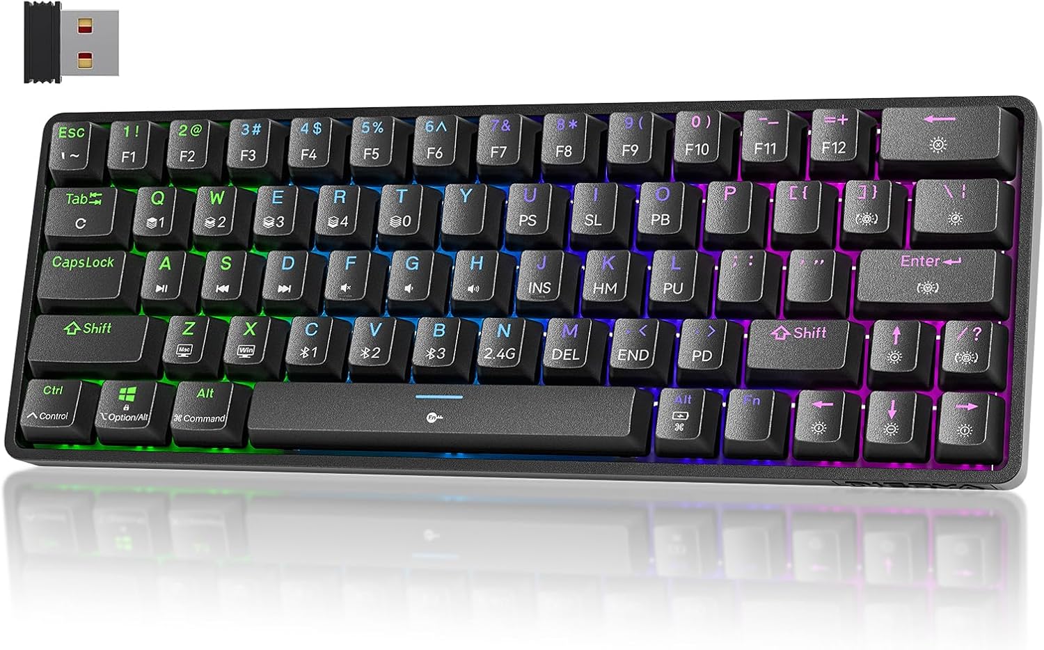 Amazon.com: TMKB T63 Gaming Keyboard, 60% Wireless Mechanical Keyboard ...