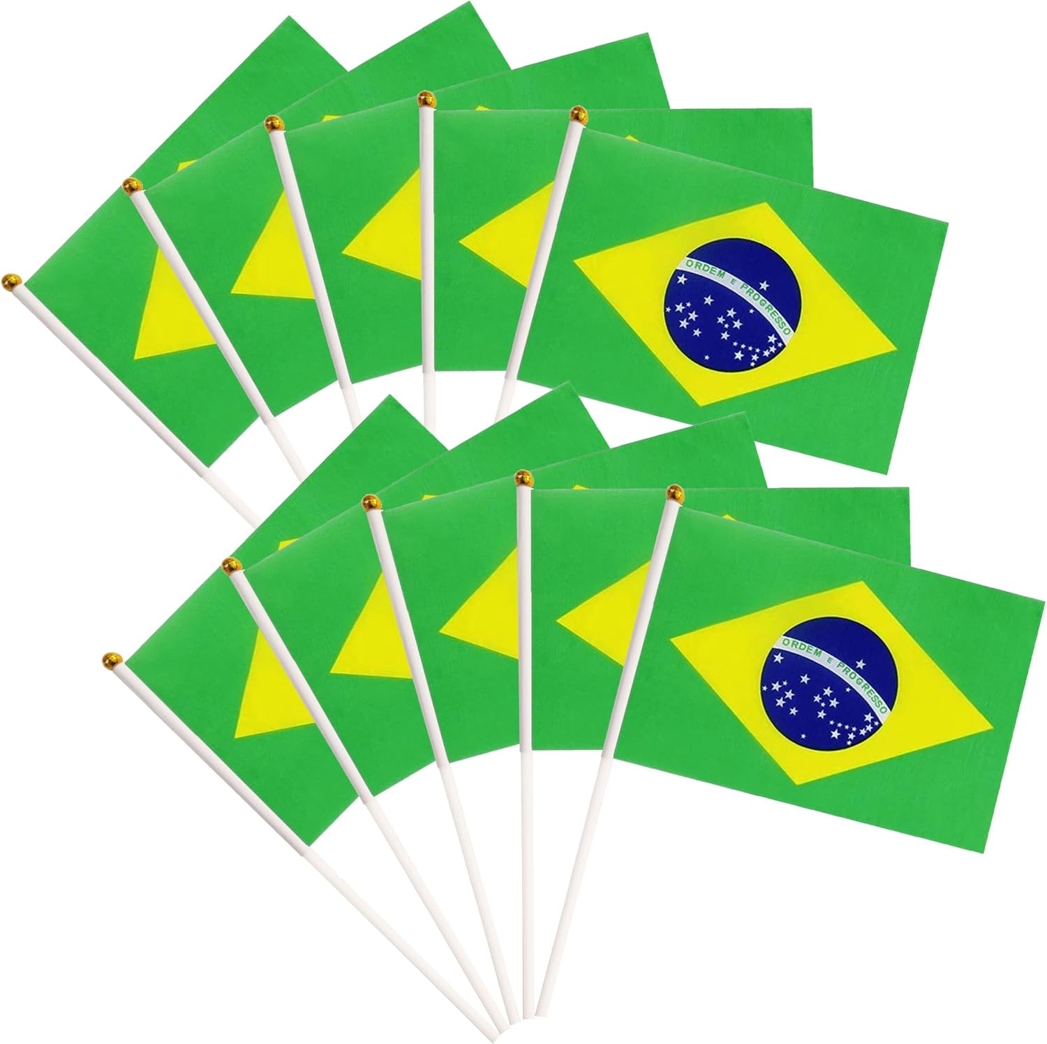 Amazon.com : 50 Pack Brazil Brazilian Flags Small Mini Hand Held Brazil ...