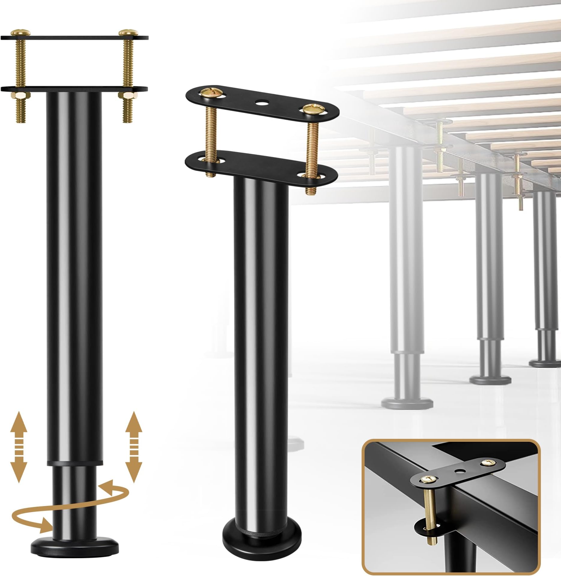 Amazon.com: Adjustable Height Bed Frame Support Leg for Wood Slats ...