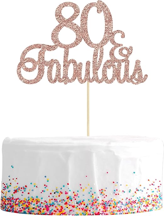 Amazon.com: Gyufise 1Pcs 80 & Fabulous Cake Toppers Rose Gold 80 ...