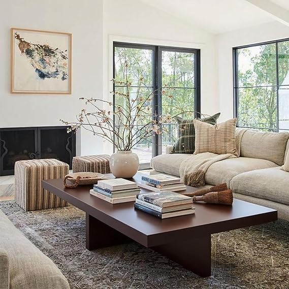 Amazon.com: OOIKVCC Farmhouse Solid Wood Coffee Table,Rustic Centre ...