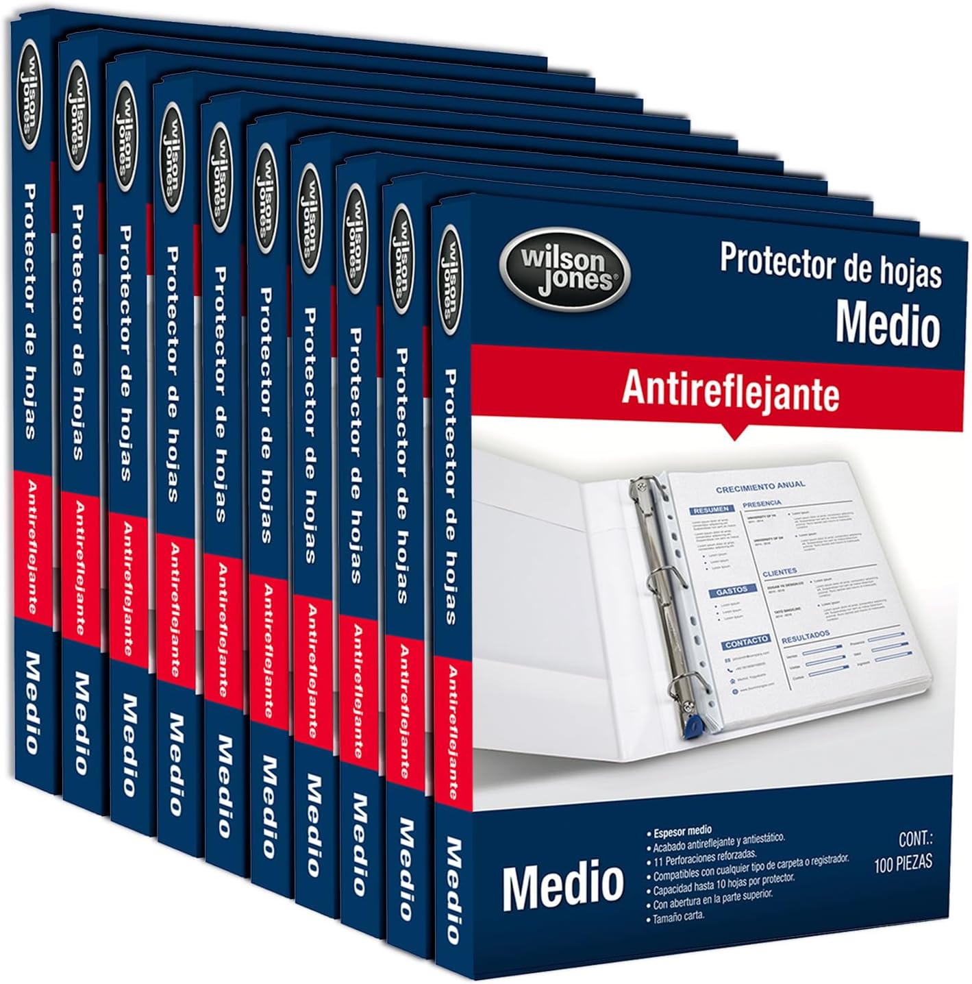 Wilson Jones Protector de Hojas Mediano, Tamaño Carta, 10 paquetes ...