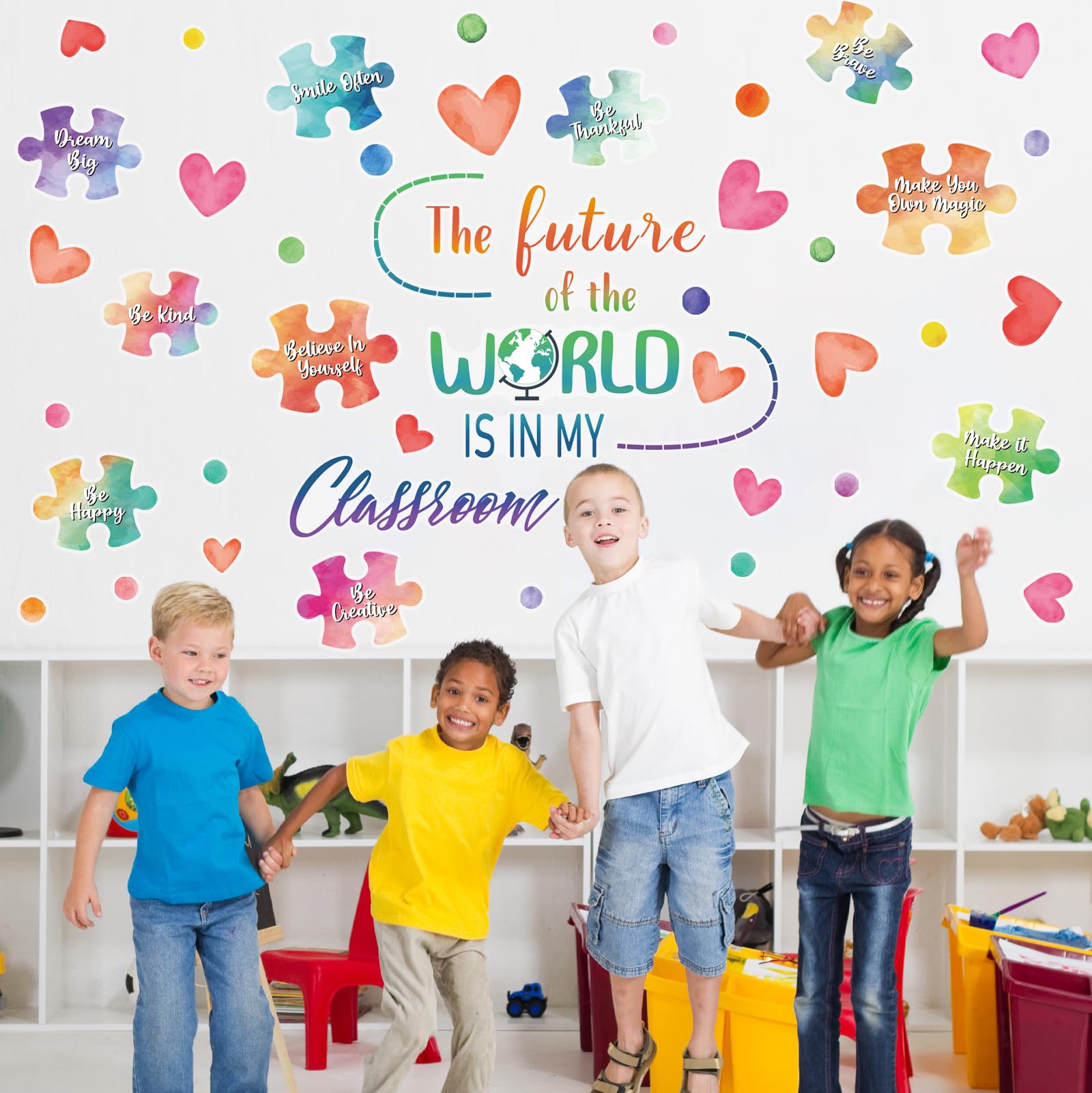 Snapklik.com : Kids Wall Decals Watercolor Puzzle Inspirational Wall ...