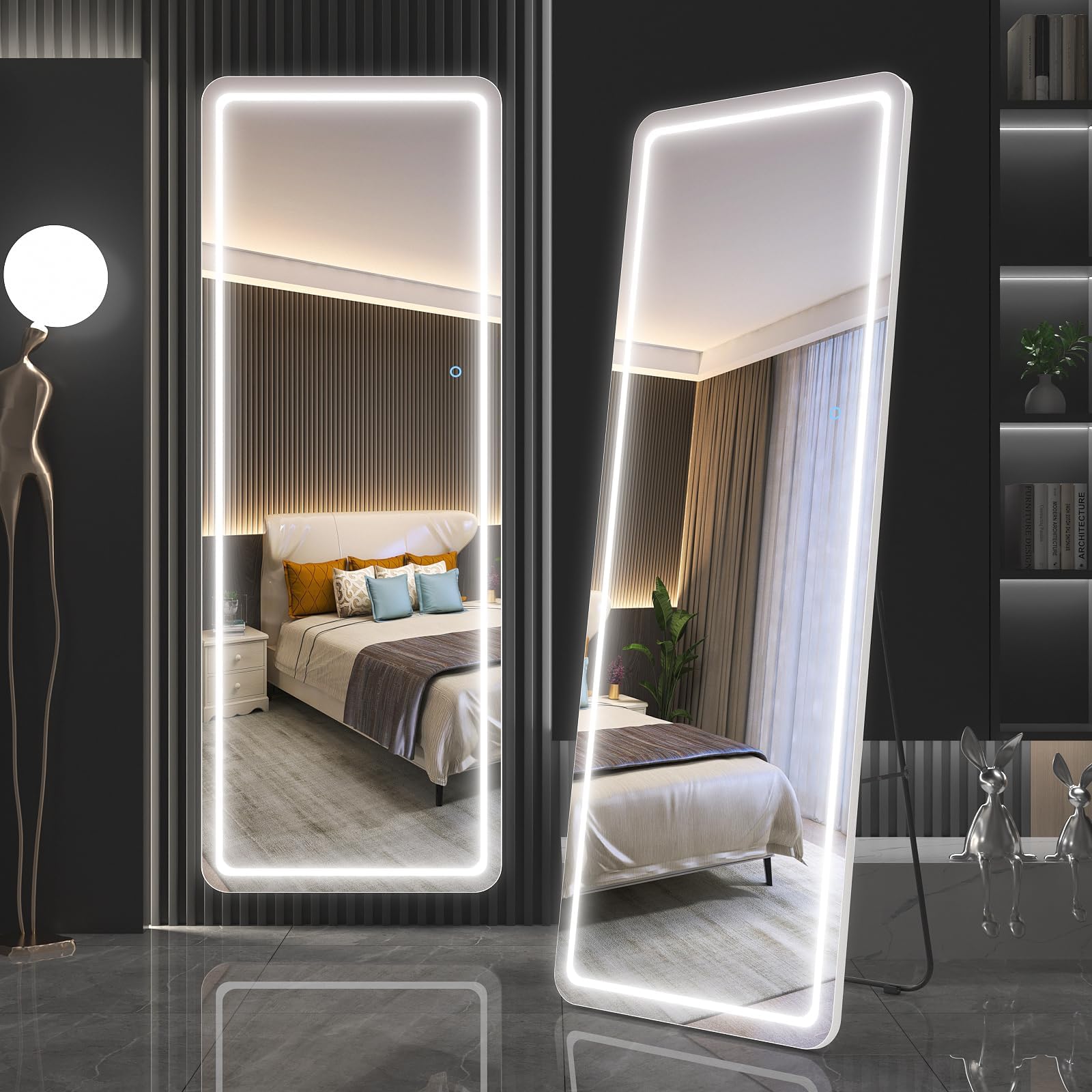 Amazon.com: Hans&Alice Large 65inx22in LED Full Length Backlit Mirror ...