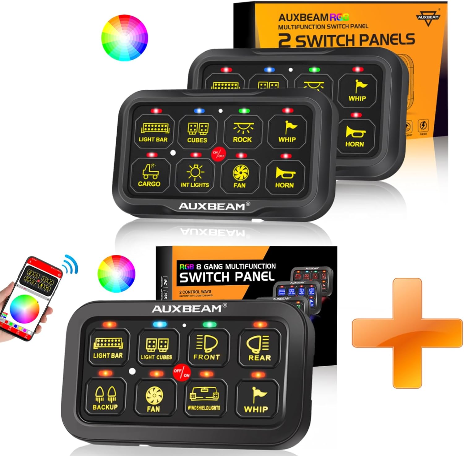 Amazon.com: RGB Dual Switch Panels 8 Gang Switch Panel RA80 X2 & 8 Gang ...