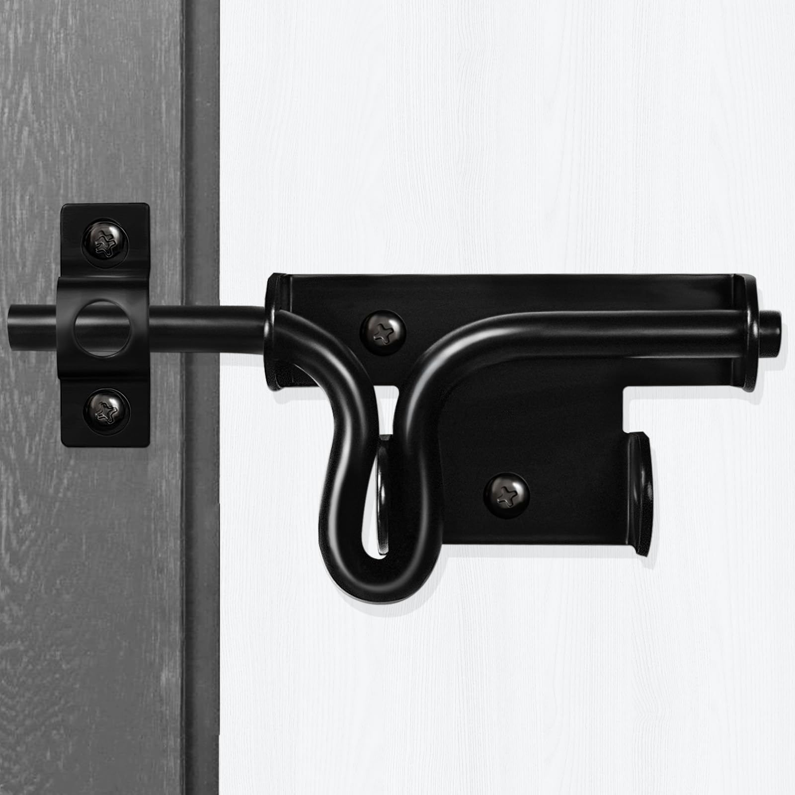 Snapklik.com : LAJIAOZ Black Heavy Duty Slide Bolt Gate Latch