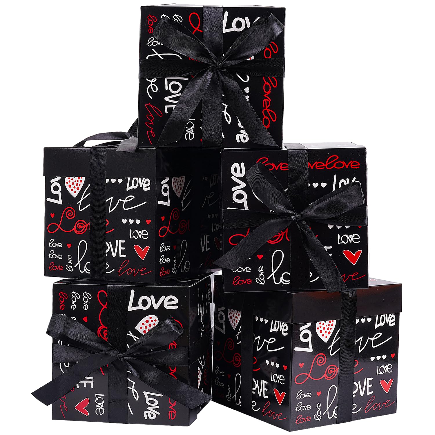 Amazon.com: Jaywayang 5 Pack Black Valentine Gift Boxes with Lids ...