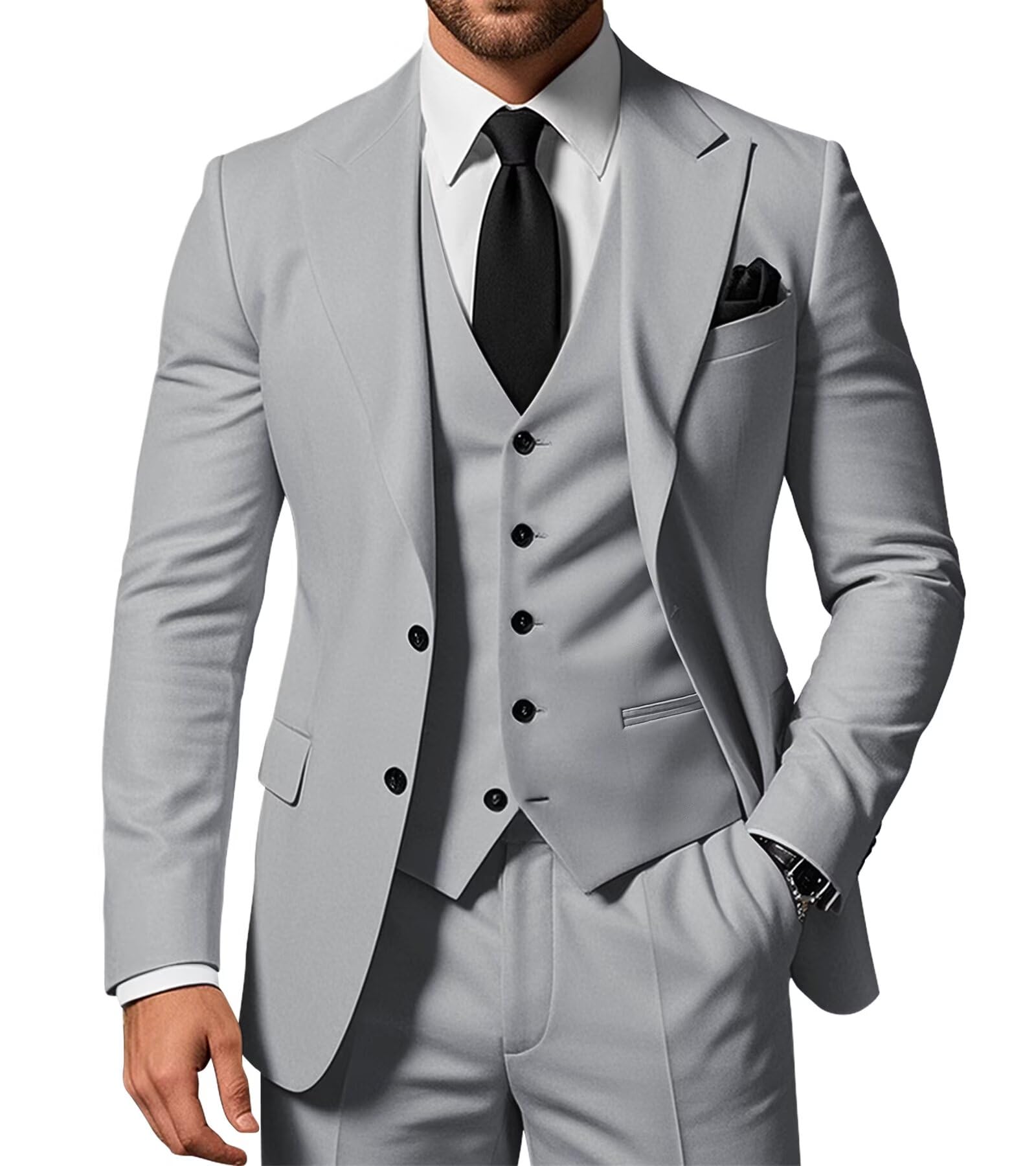 Sptallfitjsv Mens 3 Piece Suits Slim Fit Peak Lapel 2 | Desertcart KUWAIT