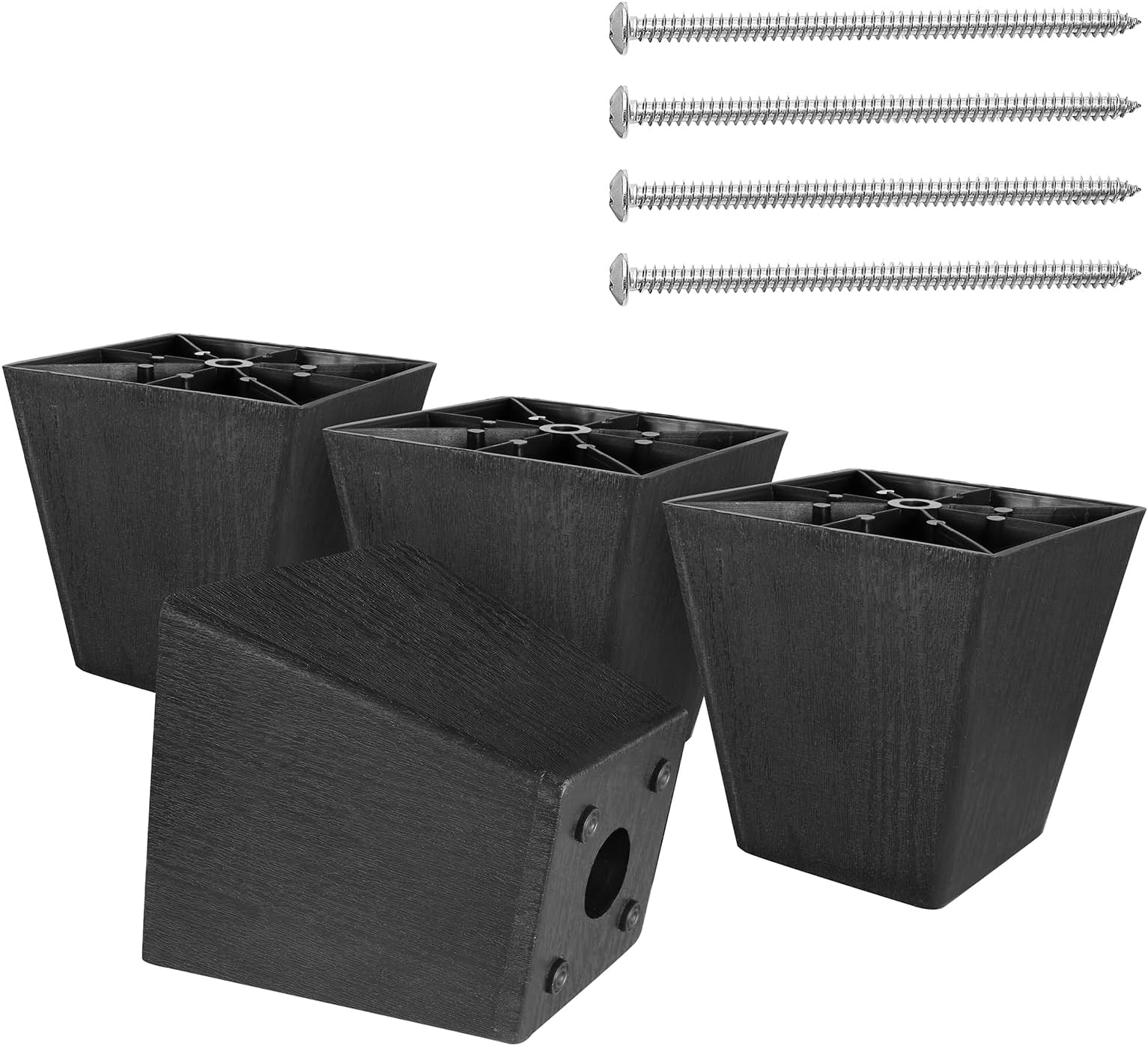 Amazon.com: Masendelk 4 inch Black Plastic Furniture Legs, Screw-in ...