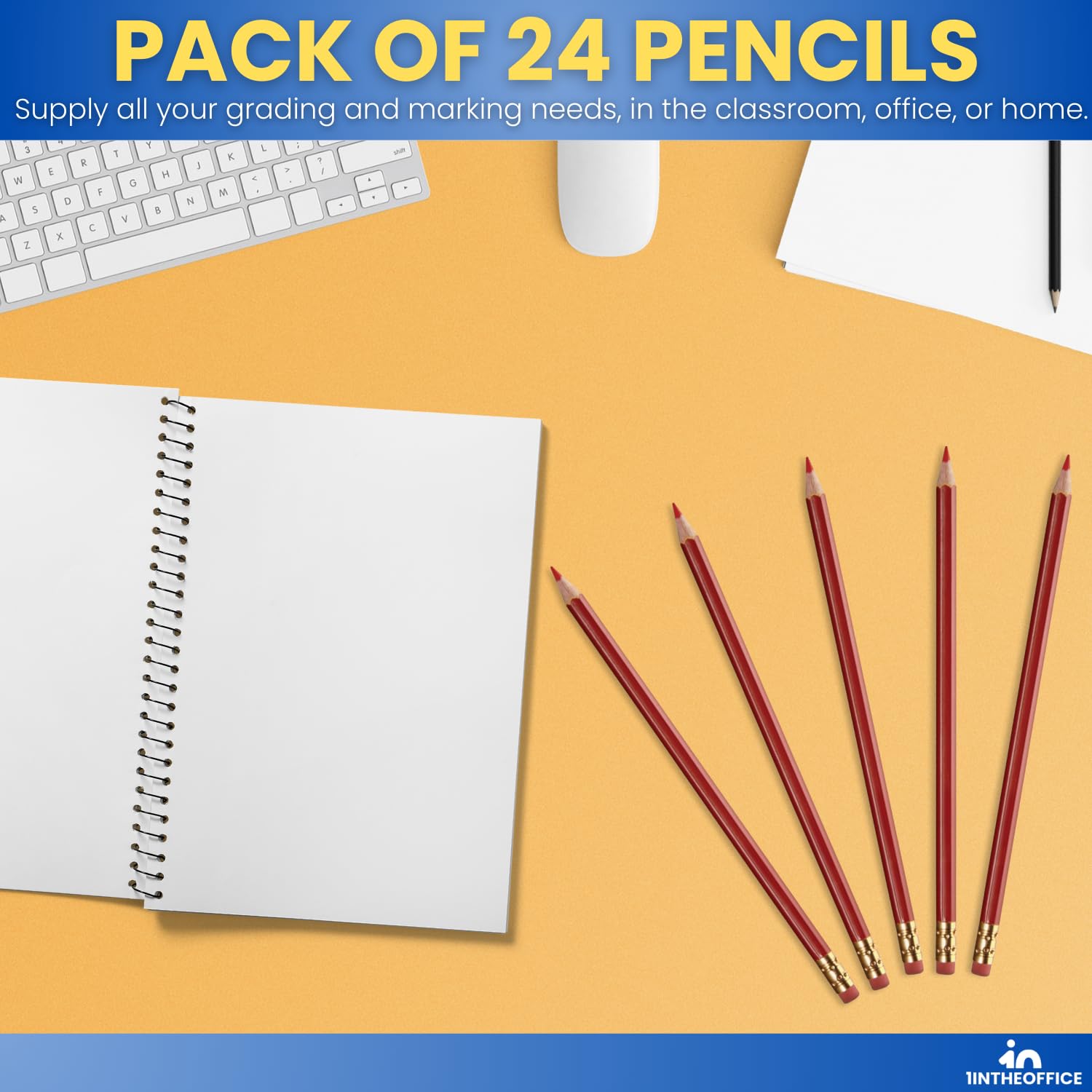 Snapklik.com : 1InTheOffice Red Grading Pencils #2 Lead, Red Pre ...