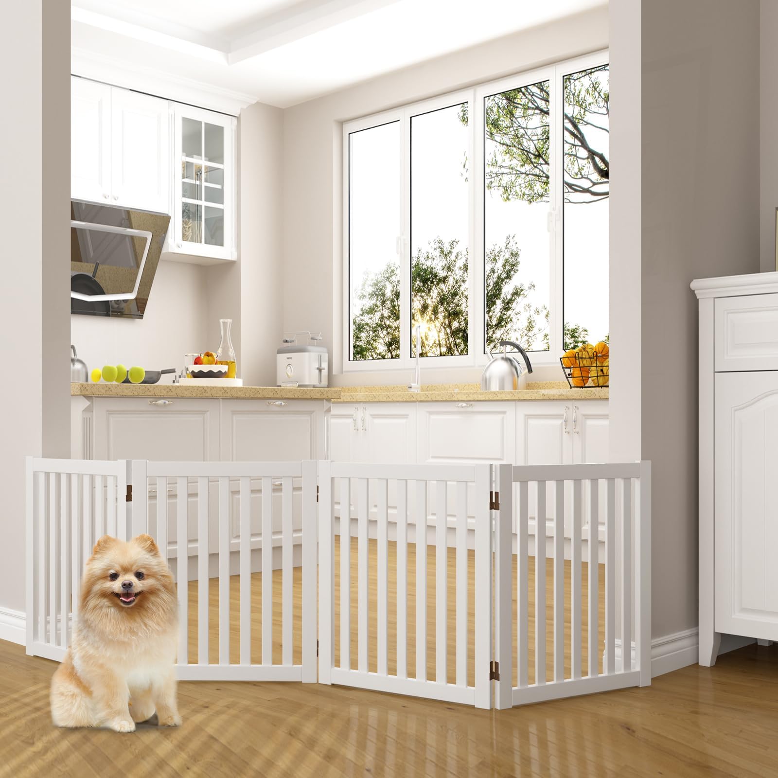 Amazon.com: PAWLAND Wooden Freestanding Foldable Pet Gate for Dogs, 24 ...