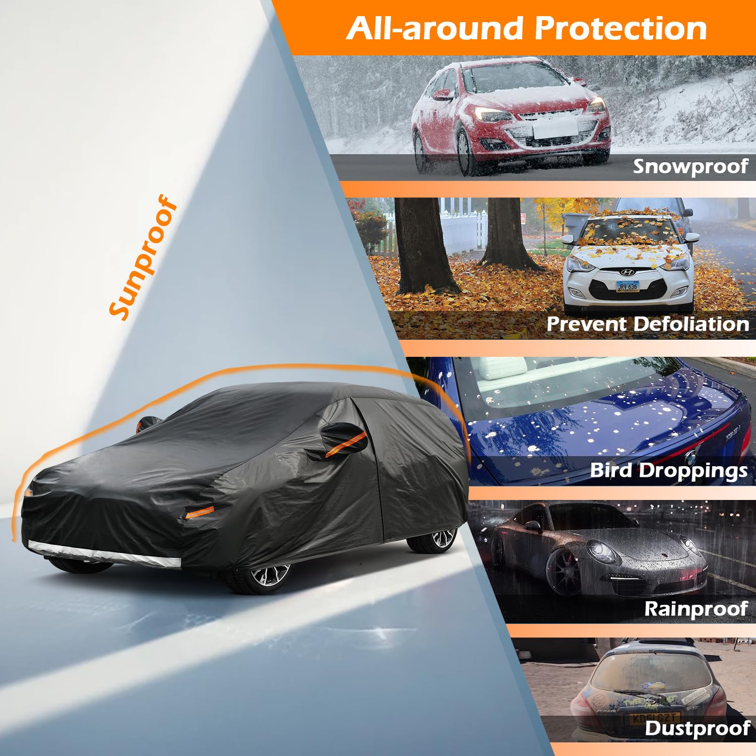 Hatchback Car Cover Waterproof All Weather, 7 Layers Heavy Duty Full ...