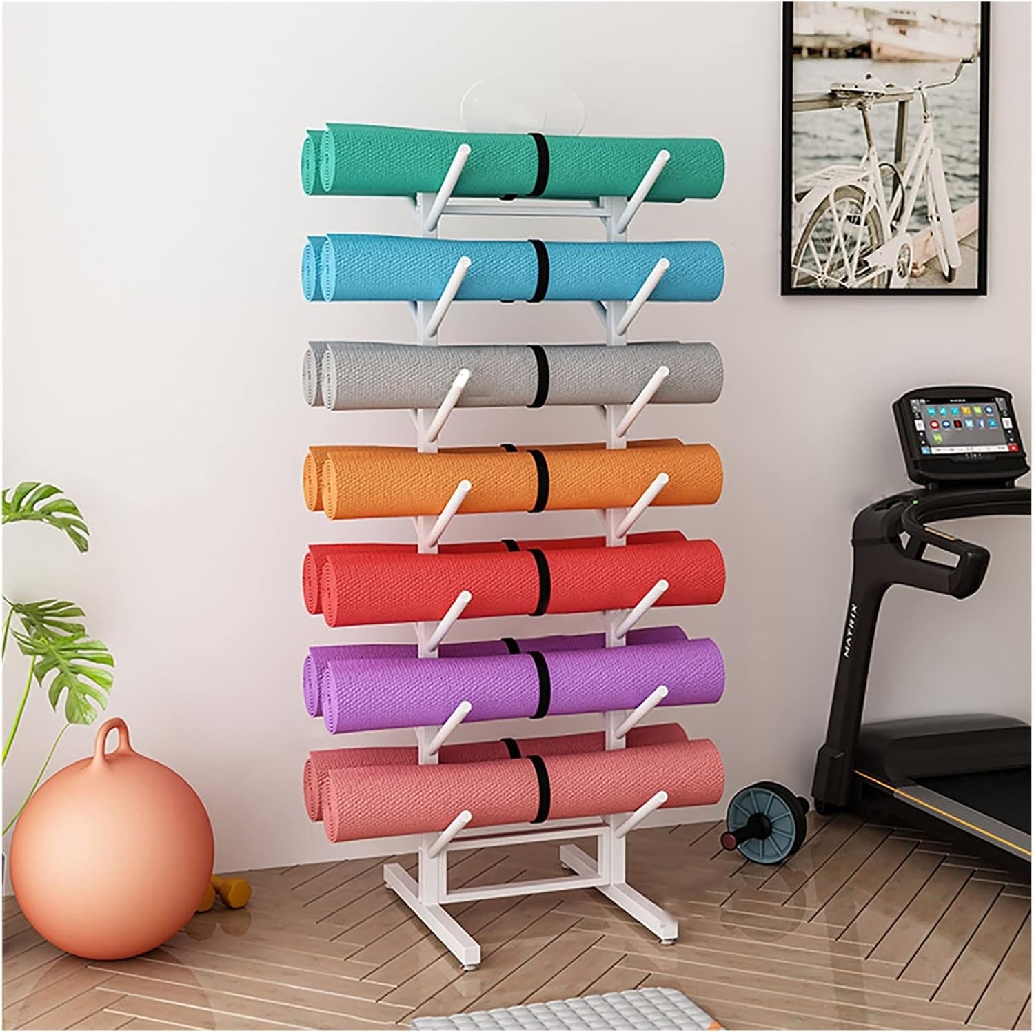 Amazon.com: IxapA Rolling Yoga Mat Foam Roller Storage Organizer Holder ...