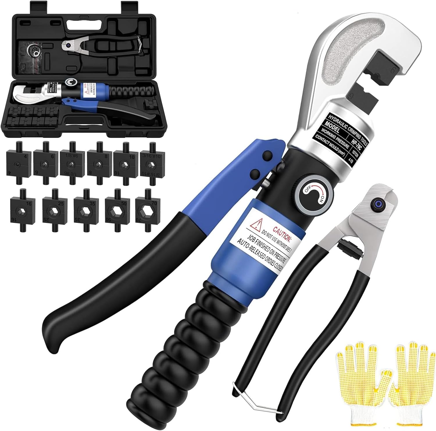 CKE 10 Ton Hydraulic Crimping Tool, Hydraulic Cable Lug Crimper 12 to 2 ...