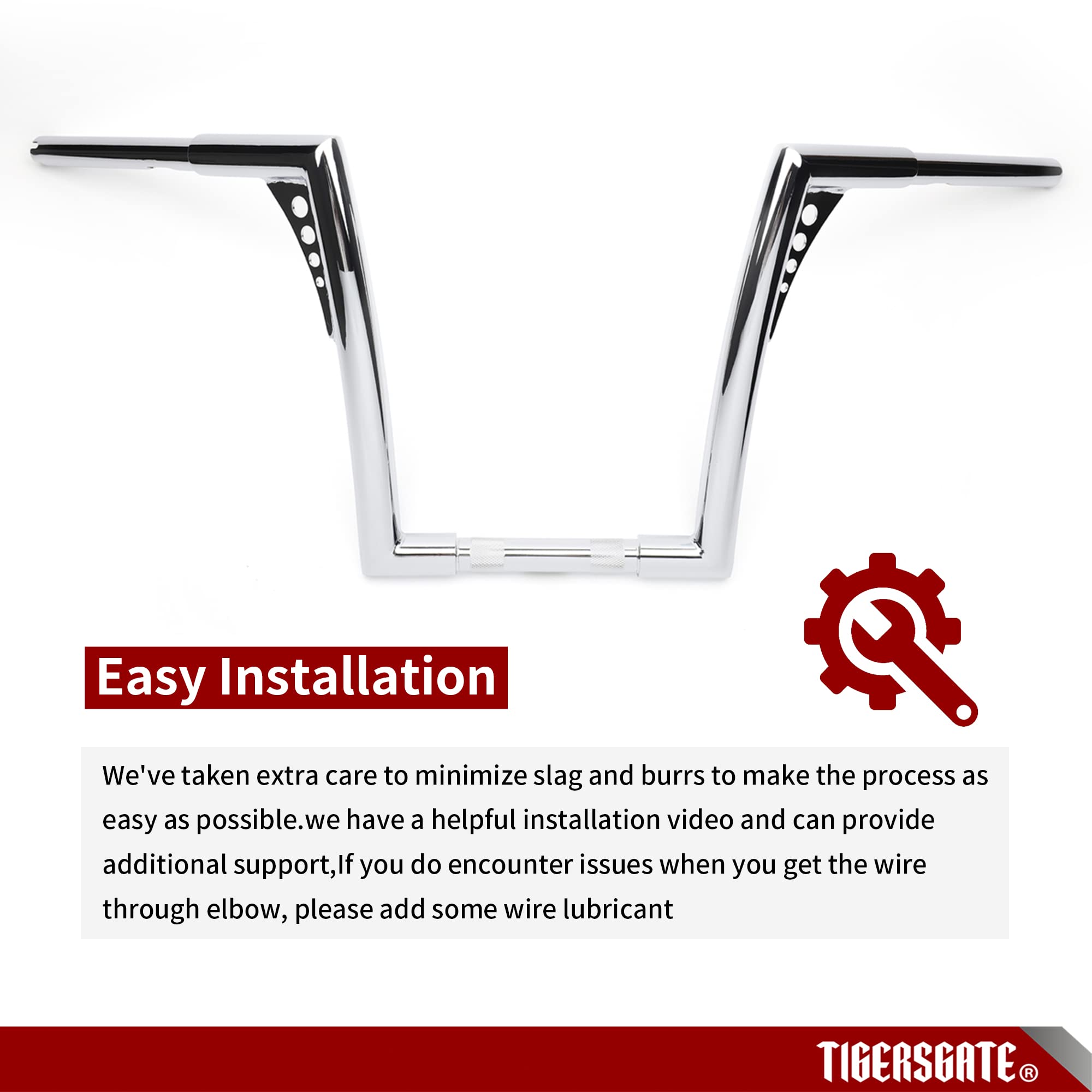 TIGERSGATE 1-1/4" Fat Chrome Rise Ape Hangers Handlebar 12-Inch Z bar ...