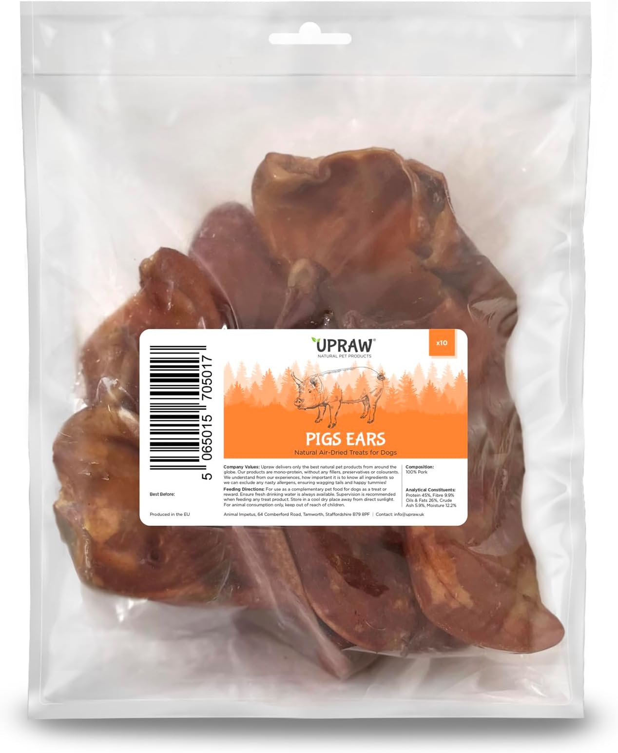 Extra Large Pigs Ears For Dogs (10 Pack) Delicious Tasting Air Dried ...
