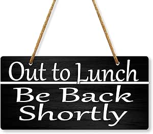 Amazon.com: Lunch Break Sign Hanging Door Sign Out to Lunch Sign for ...