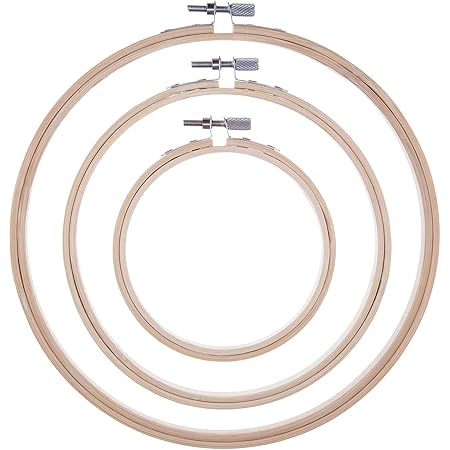 3 Pieces Embroidery Hoops Bamboo Circle Cross Stitch Hoop Ring Set for ...