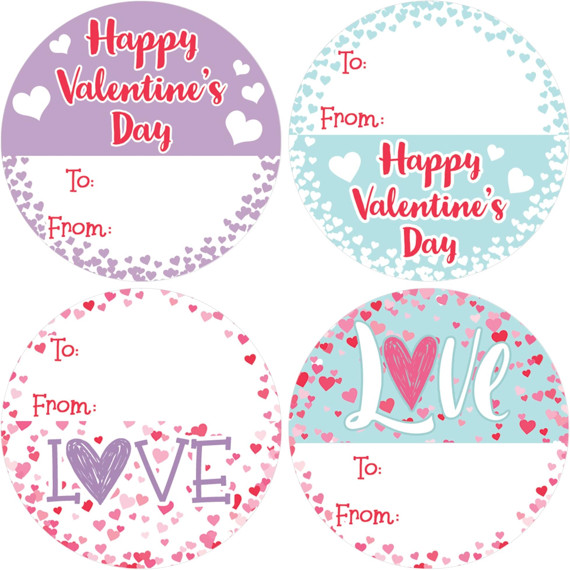 Amazon.com: Valentine's Day Tag Stickers - Pink, Teal, Purple Love ...