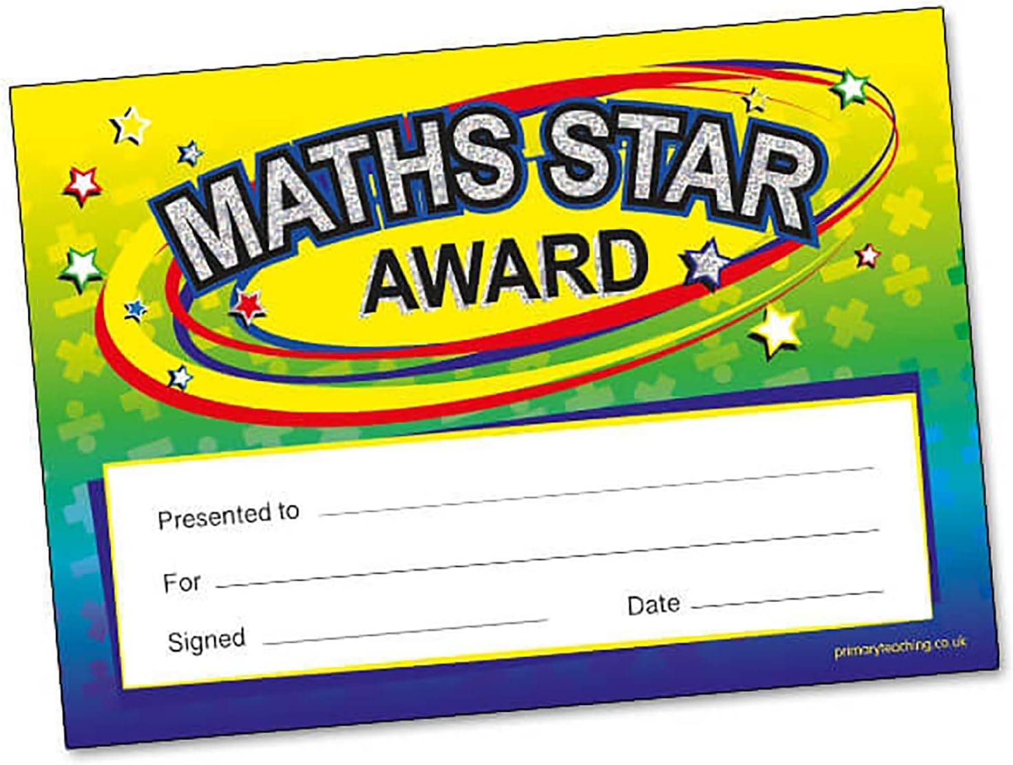 20 Holographic Sparkly Maths Star Award Childrens Pupils School Reward ...