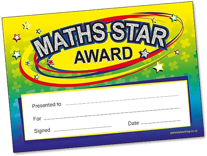20 Holographic Sparkly Maths Star Award Childrens Pupils School Reward ...