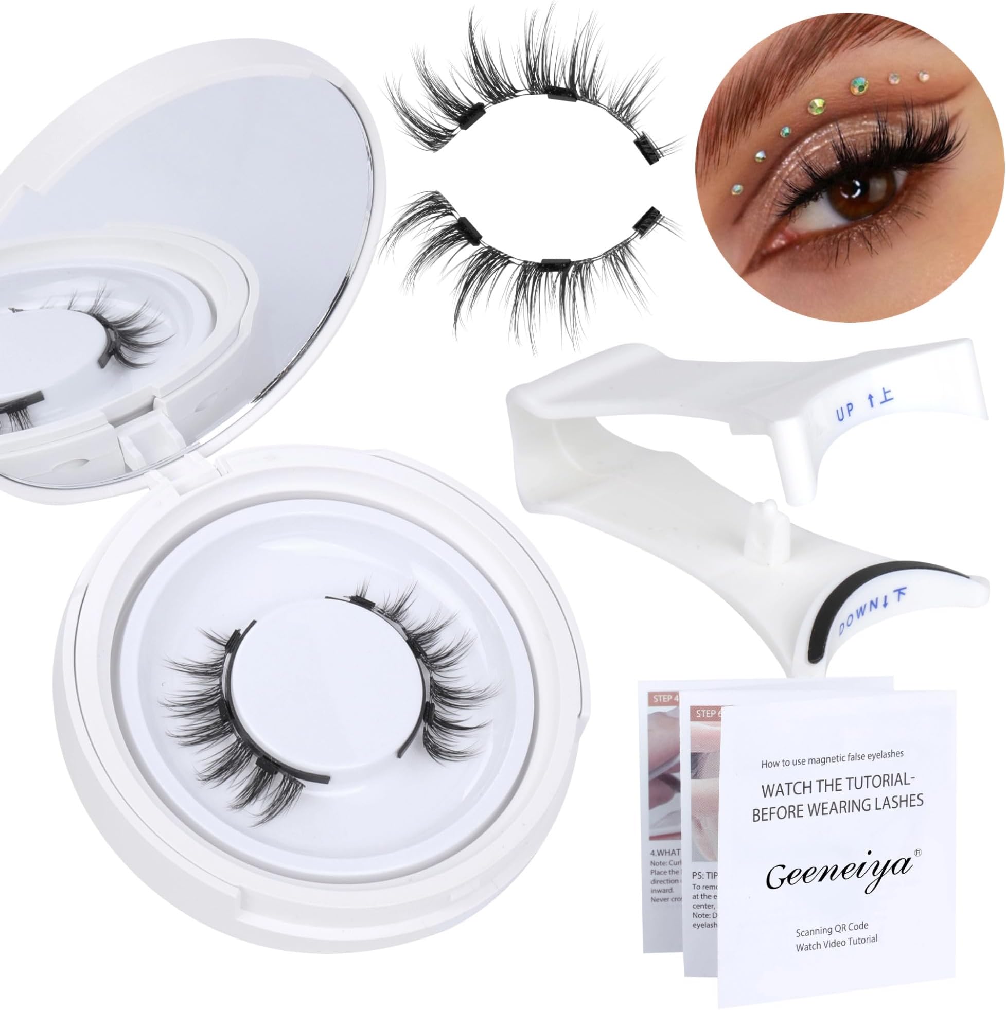 Amazon.com: Magnetic Eyelashes Kit No Eyeliner Or Glue Needed, Reusable ...