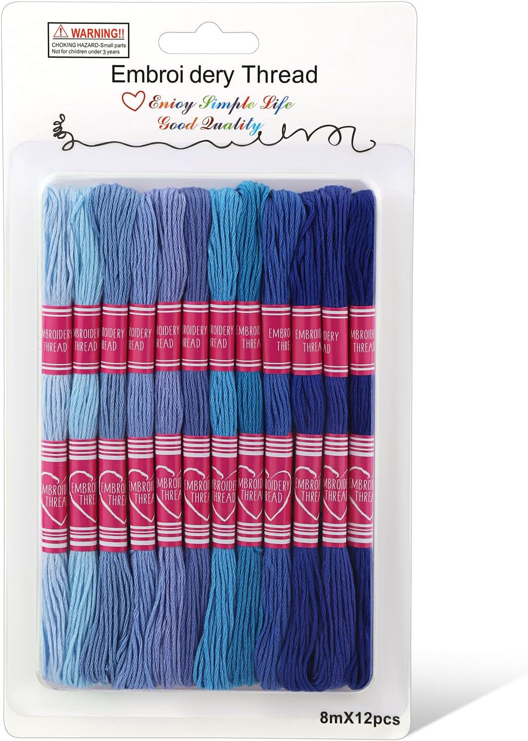 Amazon.com: Dercuy Embroidery Floss,12 Skeins Blue Embroidery Thread ...