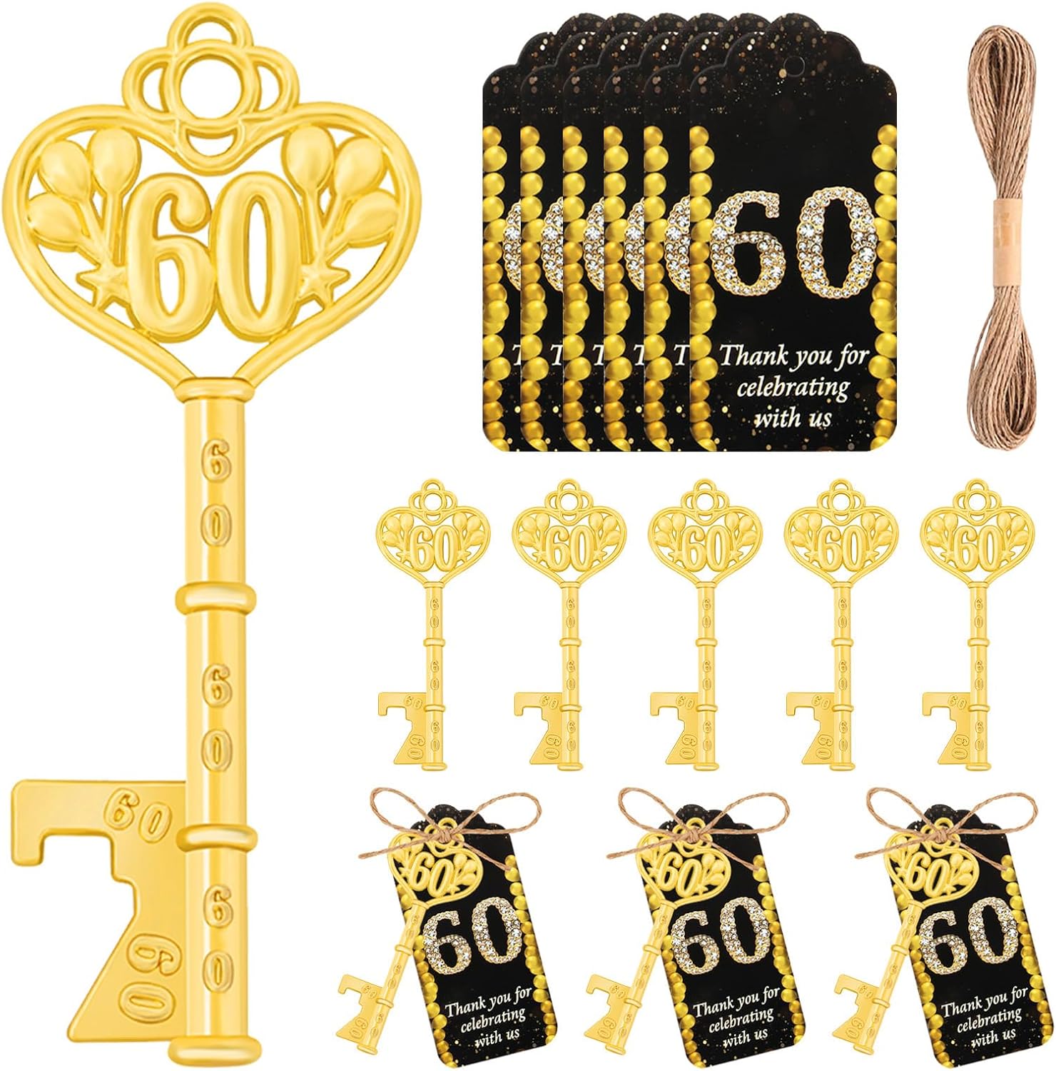 Amazon.com: Qonmpcvu 50Pcs 60th Gold Key Bottle Opener - 60th Birthday ...