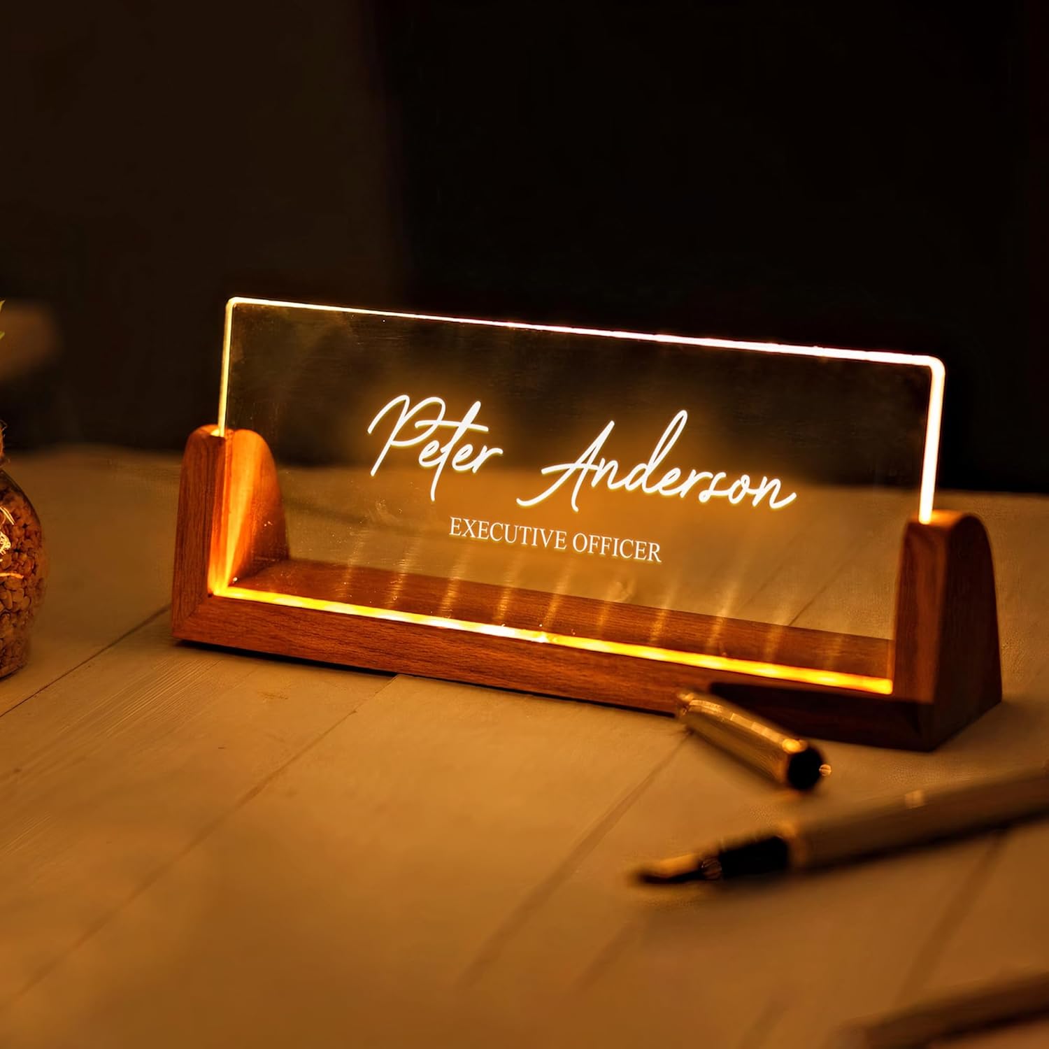 Amazon.com: Personalized Light Up Desk Name Plate | New Job Promotion ...
