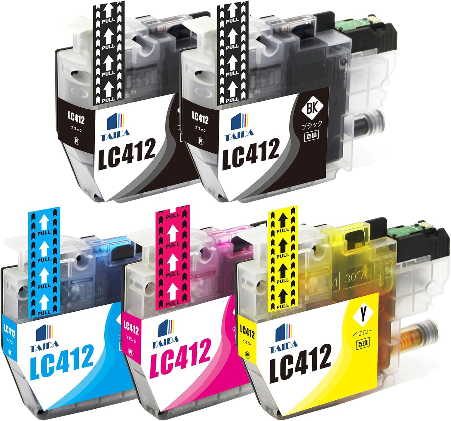 Amazon.co.jp: LC412 互換インクカートリッジ Brother対応 LC412-5PK（ブラック2本＋シアン＋マゼンタ ...