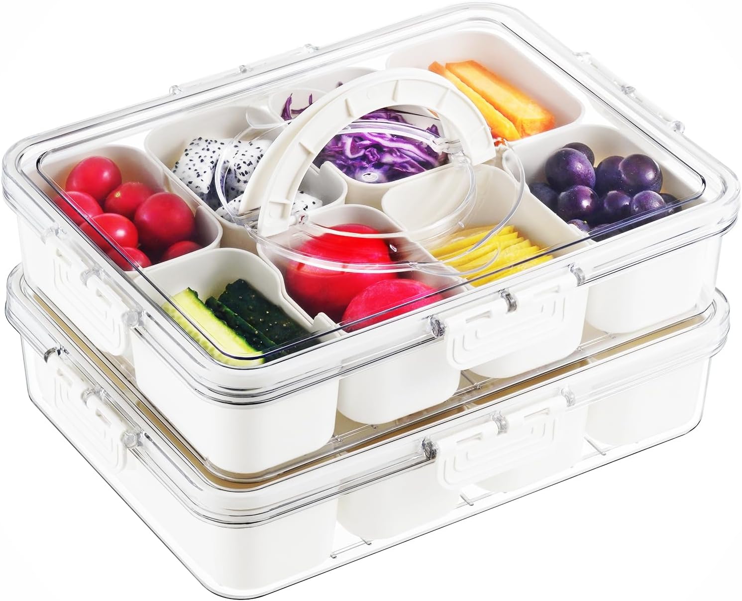 Amazon.com | SUBEKYU 2 Pack Snackle Box Container,Snack Tray with Lid ...