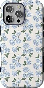 Amazon.com: Casely iPhone 16 Pro Max Case | Nantucket Cottage | Blue Hydrangea | Compatible with ...