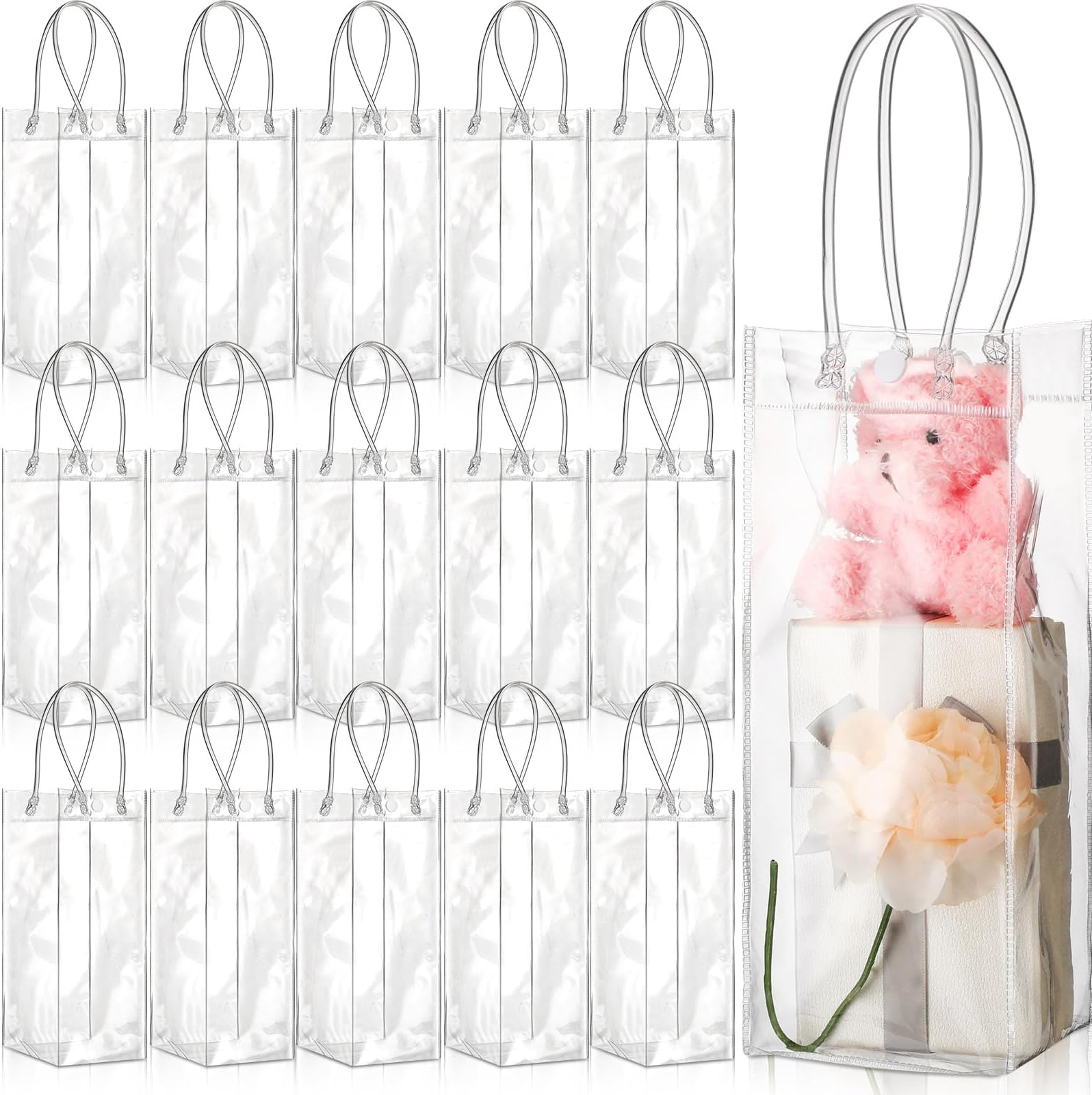 Amazon.com: Silkfly 30 Pcs Clear PVC Gift Bags with Handles Reusable ...
