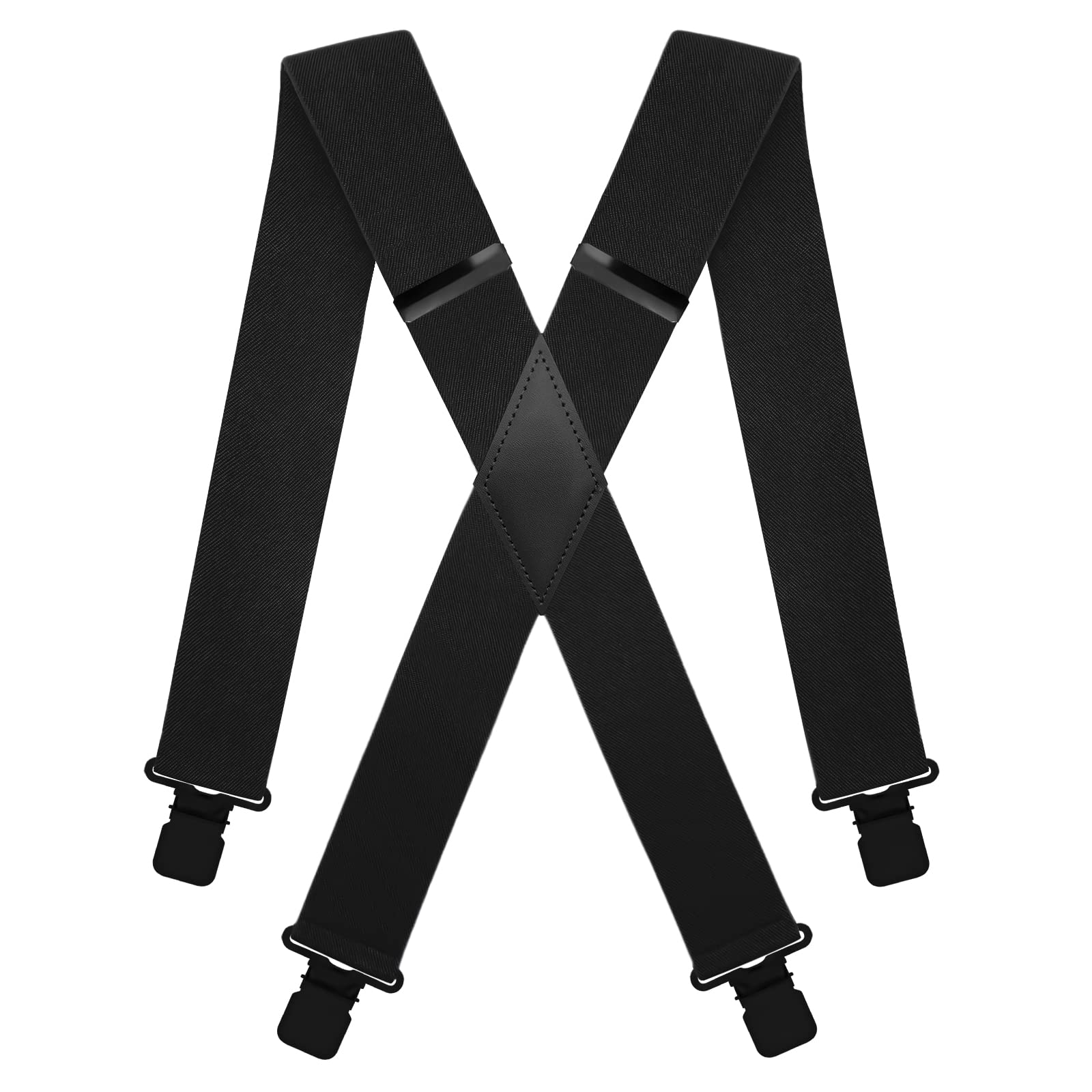 KRICJYH Black Suspenders for Men Heavy Duty Work Big and Tall Clips 2 ...