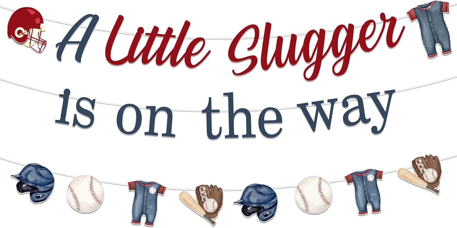 Amazon.com: Balterever Baseball Baby Shower Decorations Banner Little ...