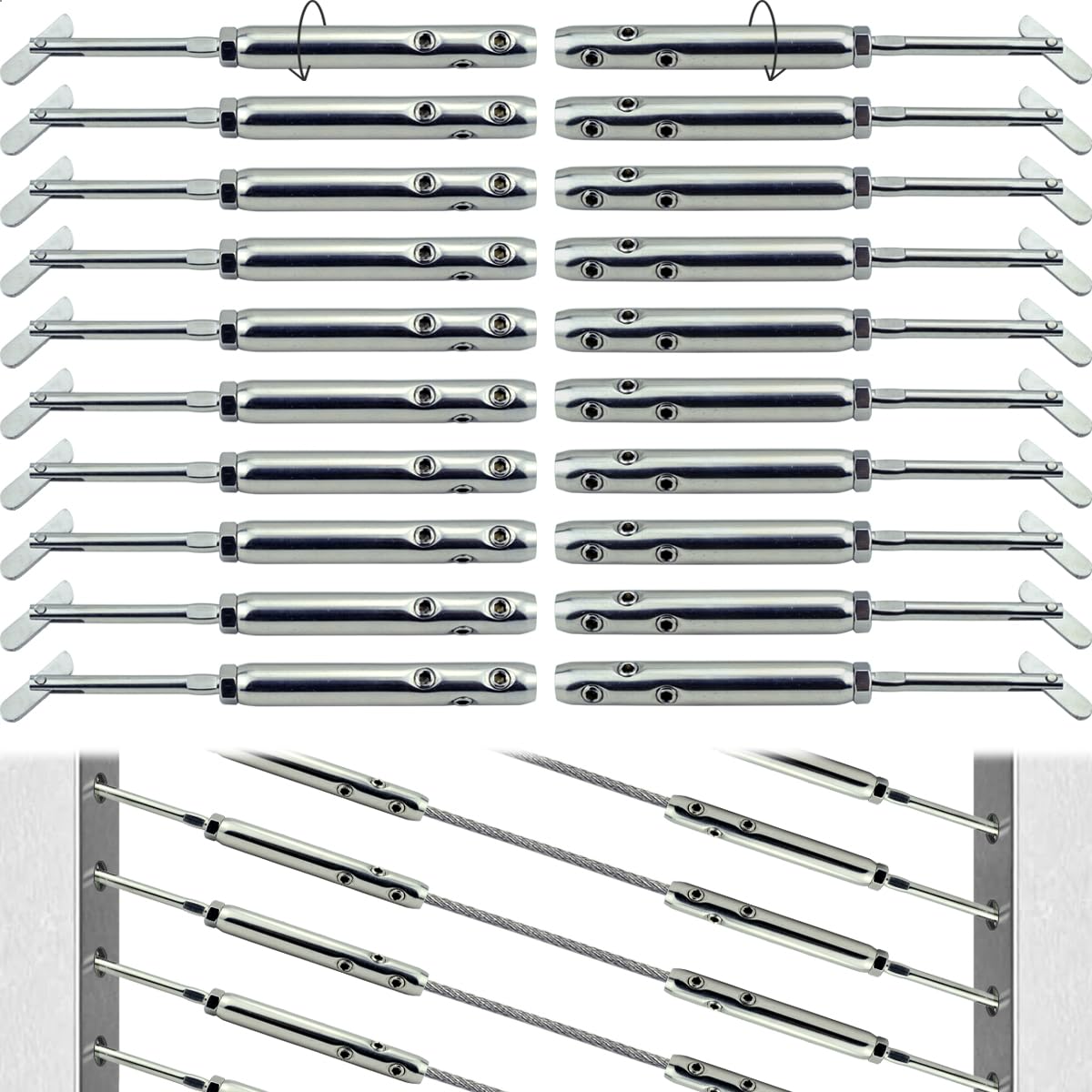 Iutuuk Swageless Cable Railing Hardware Kit, for 1/8 Stainless Steel ...