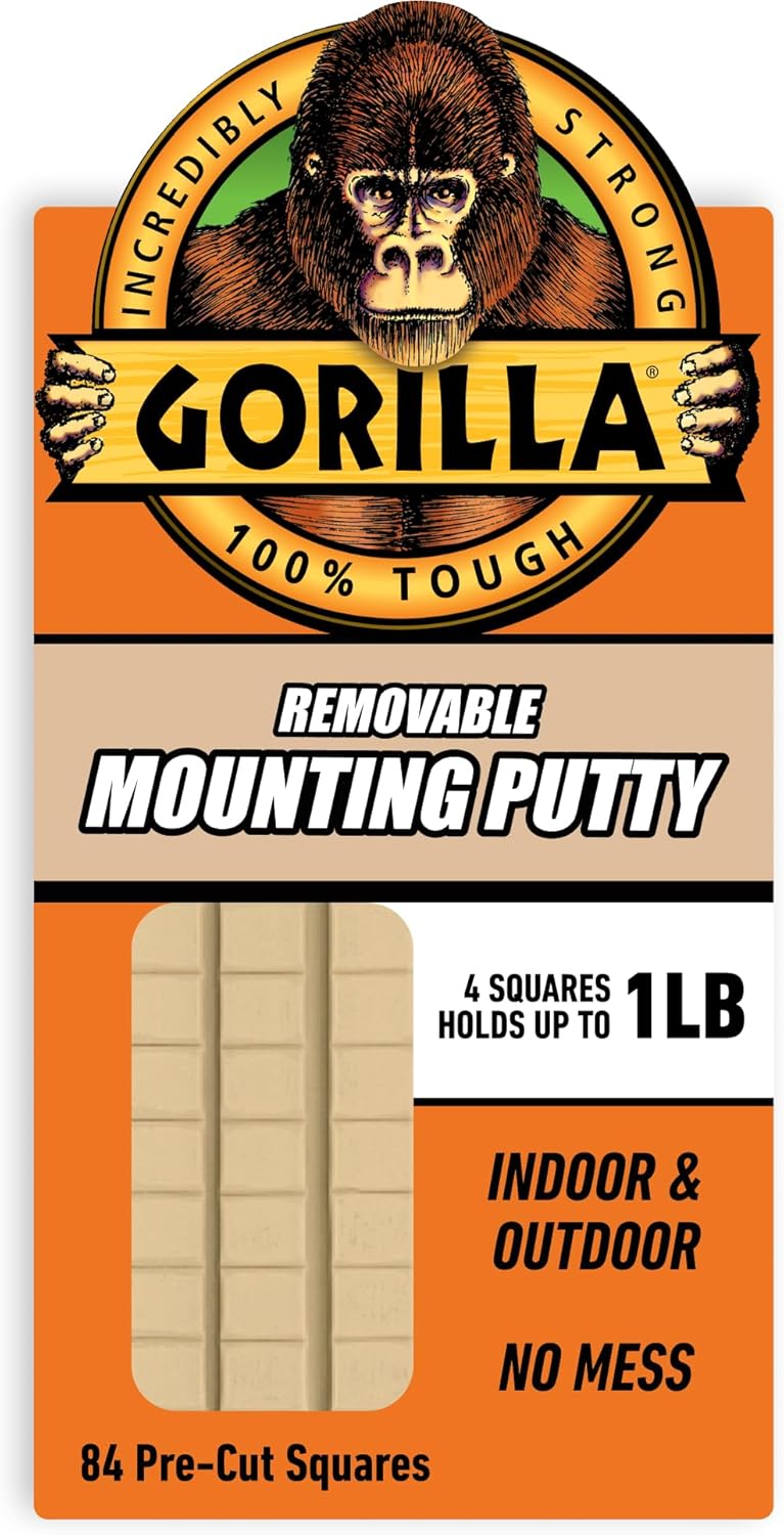 Gorilla Mounting Putty, Natural Tan Color, 84 Pre-Cut Squares (Pack of ...
