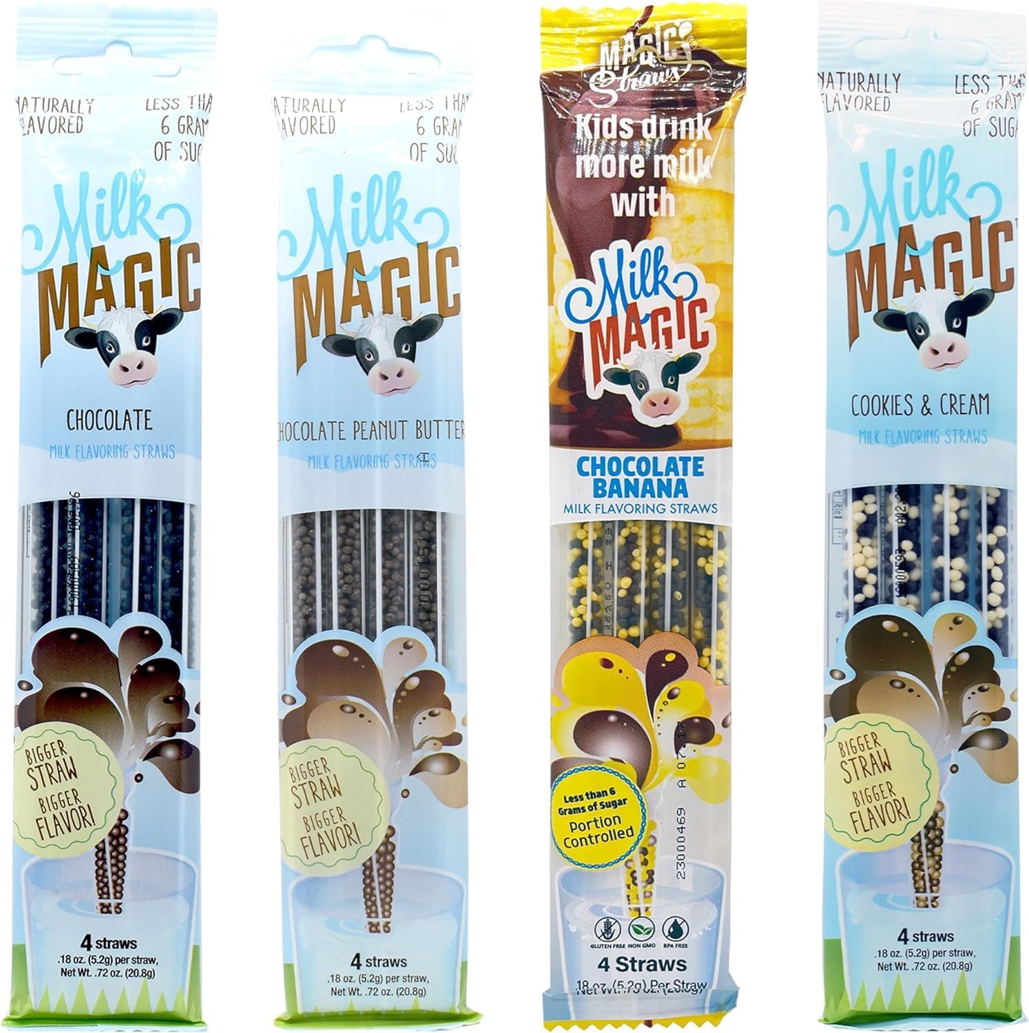 Amazon.com: Strawberry & Chocolate Magic Milk Fun Straws 24 Each (2pk ...