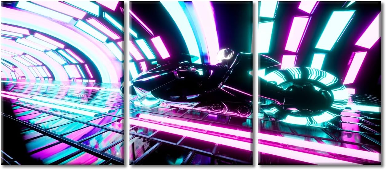 Amazon.com: Cyberpunk Style Pictures Office Decor 3 Pieces Glowing Neon ...