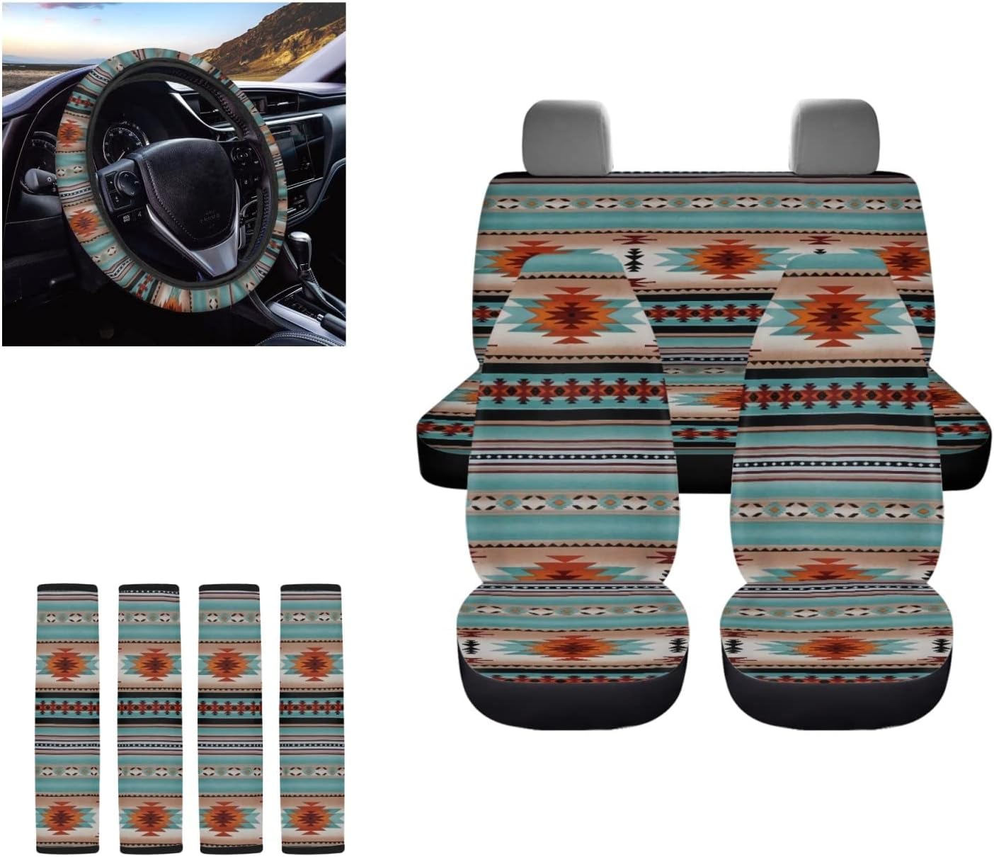 Amazon.com: Salabomia Western Seat Covers Full Set with Aztec Tribal ...